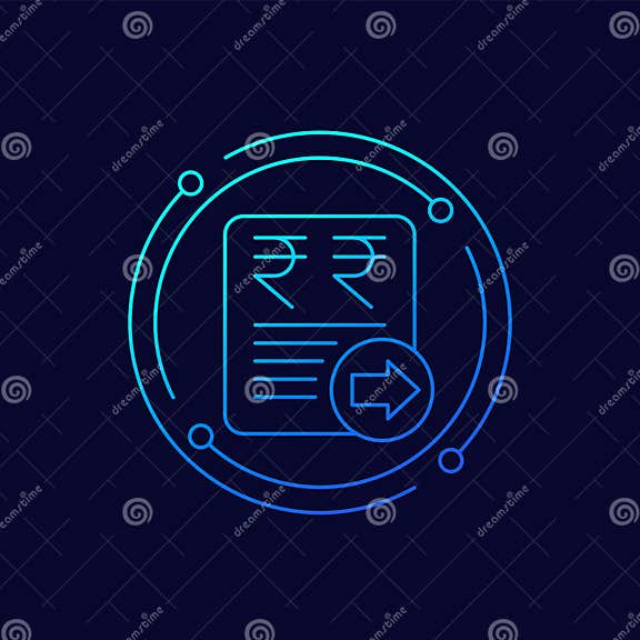 Send Invoice Line Icon with a Rupee, Vector Stock Vector - Illustration ...