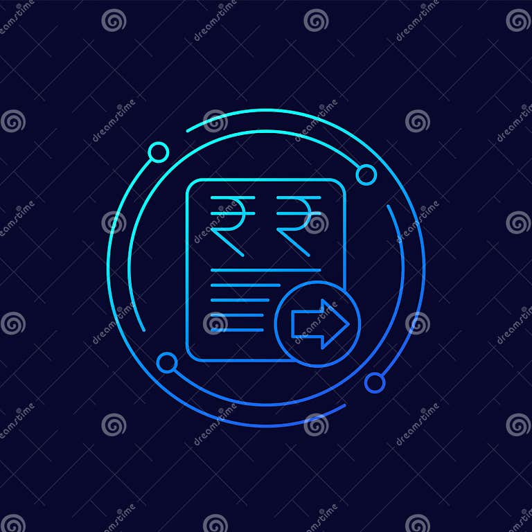 Send Invoice Line Icon with a Rupee, Vector Stock Vector - Illustration ...