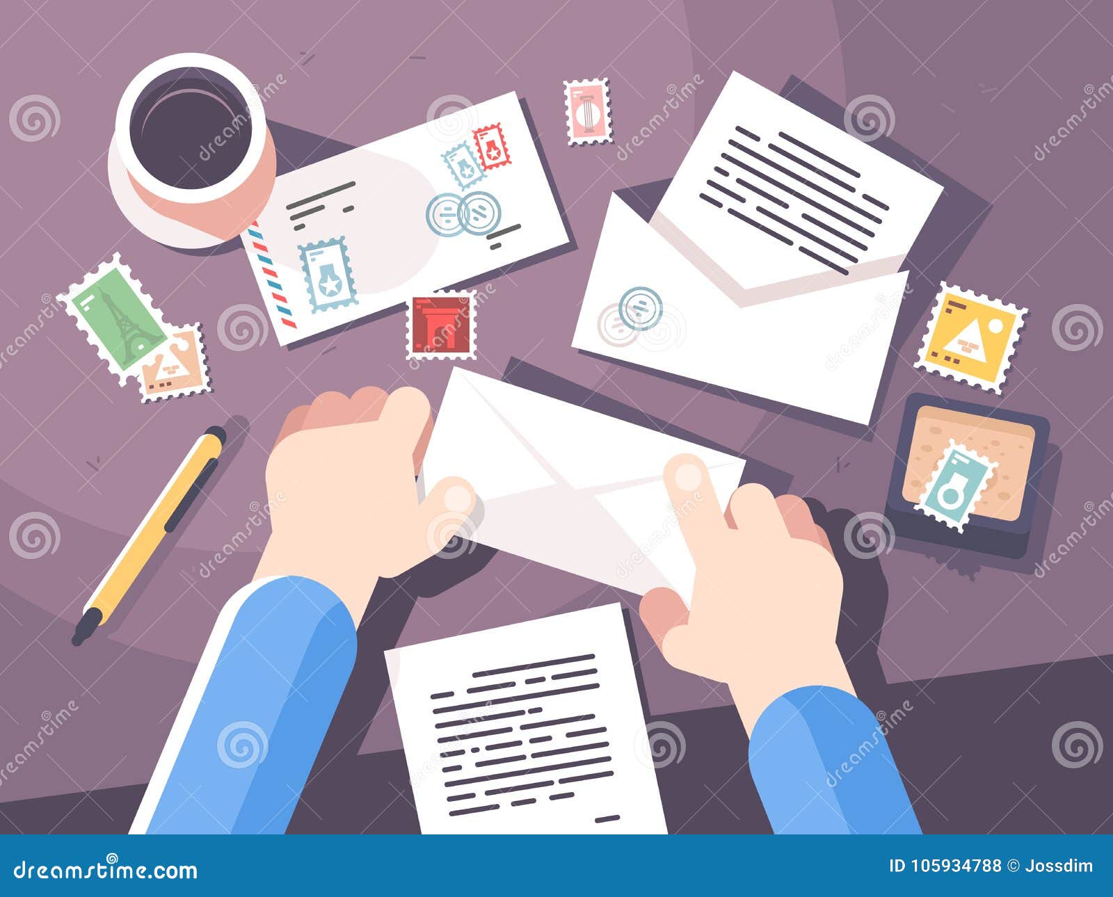 Send Letter in Envelope with Stamp Stock Vector - Illustration of ...