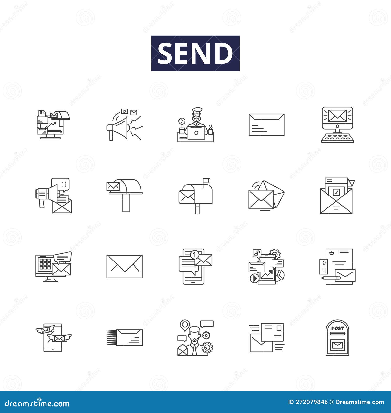 Send Line Vector Icons and Signs. Post, Express, Transmit, Launch ...