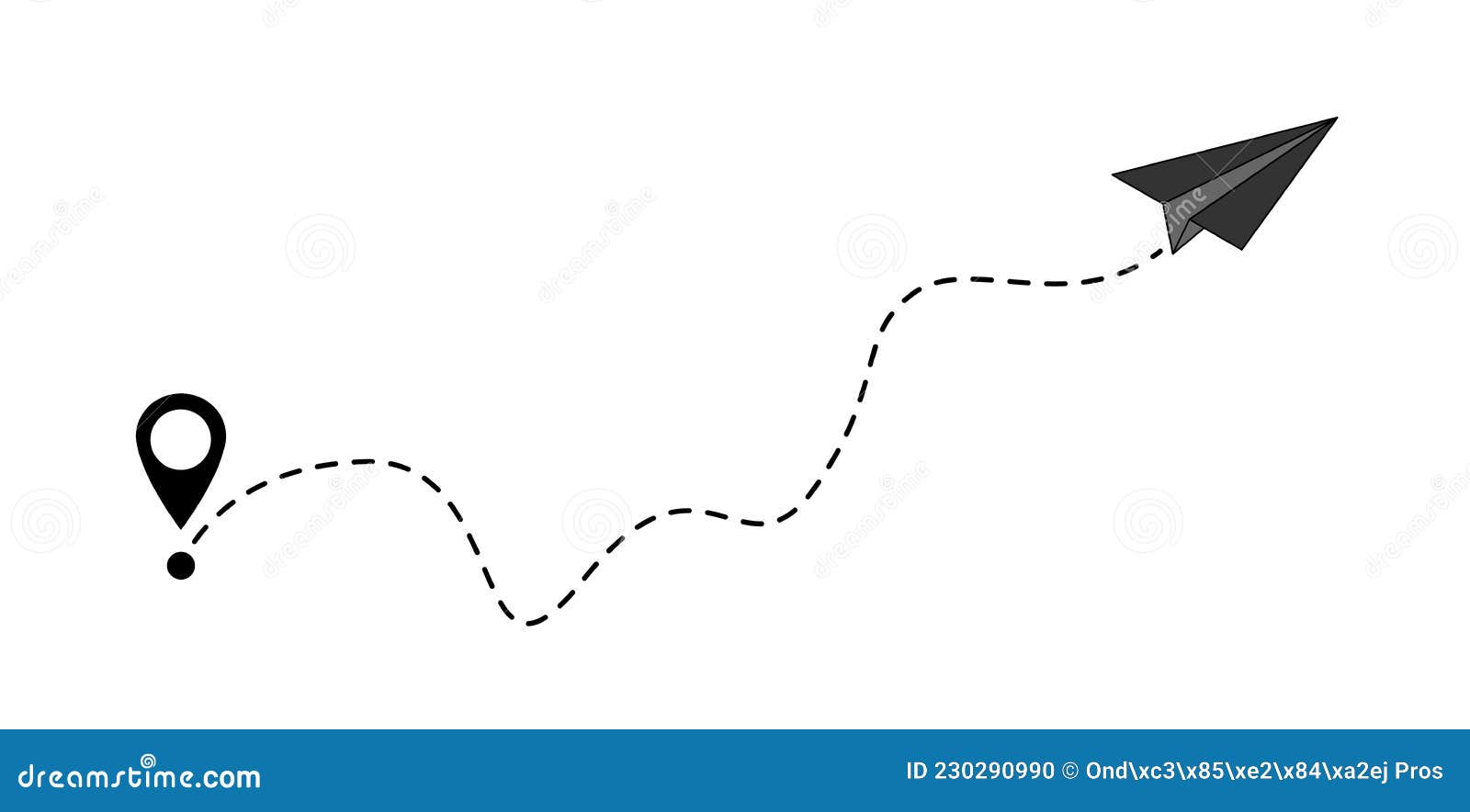 Send Line Web Symbol of Air Plane Flight Route with Start Point and ...