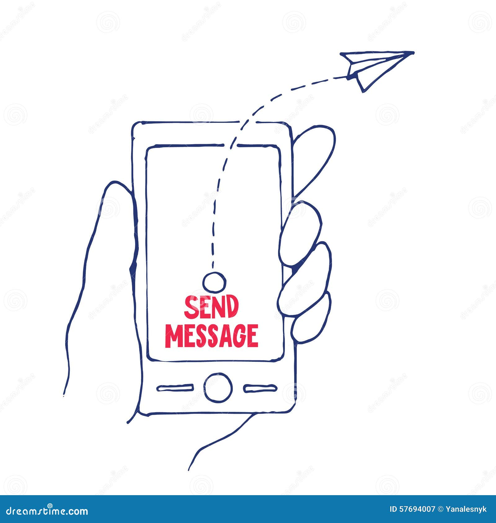 Send Message from Cell Phone in a Hand, Vector Illustration Stock ...
