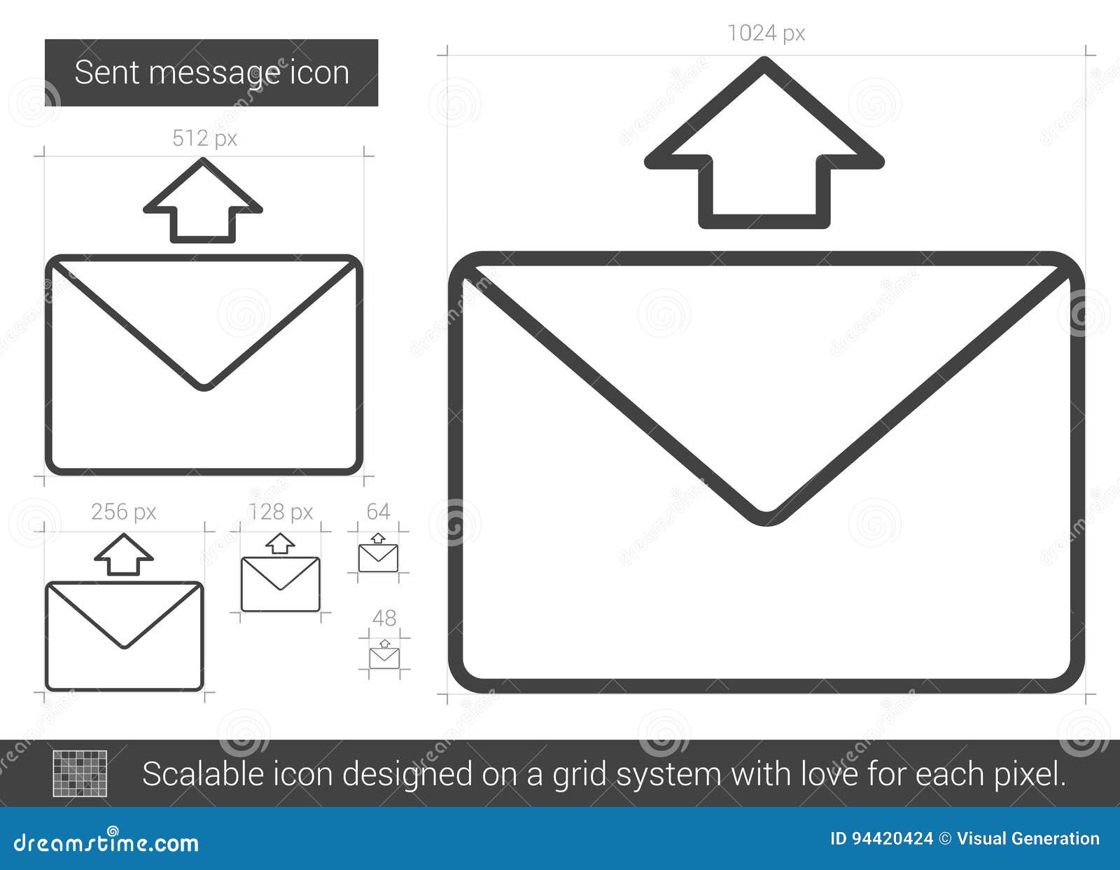 Send message line icon. stock vector. Illustration of graphic - 94420424