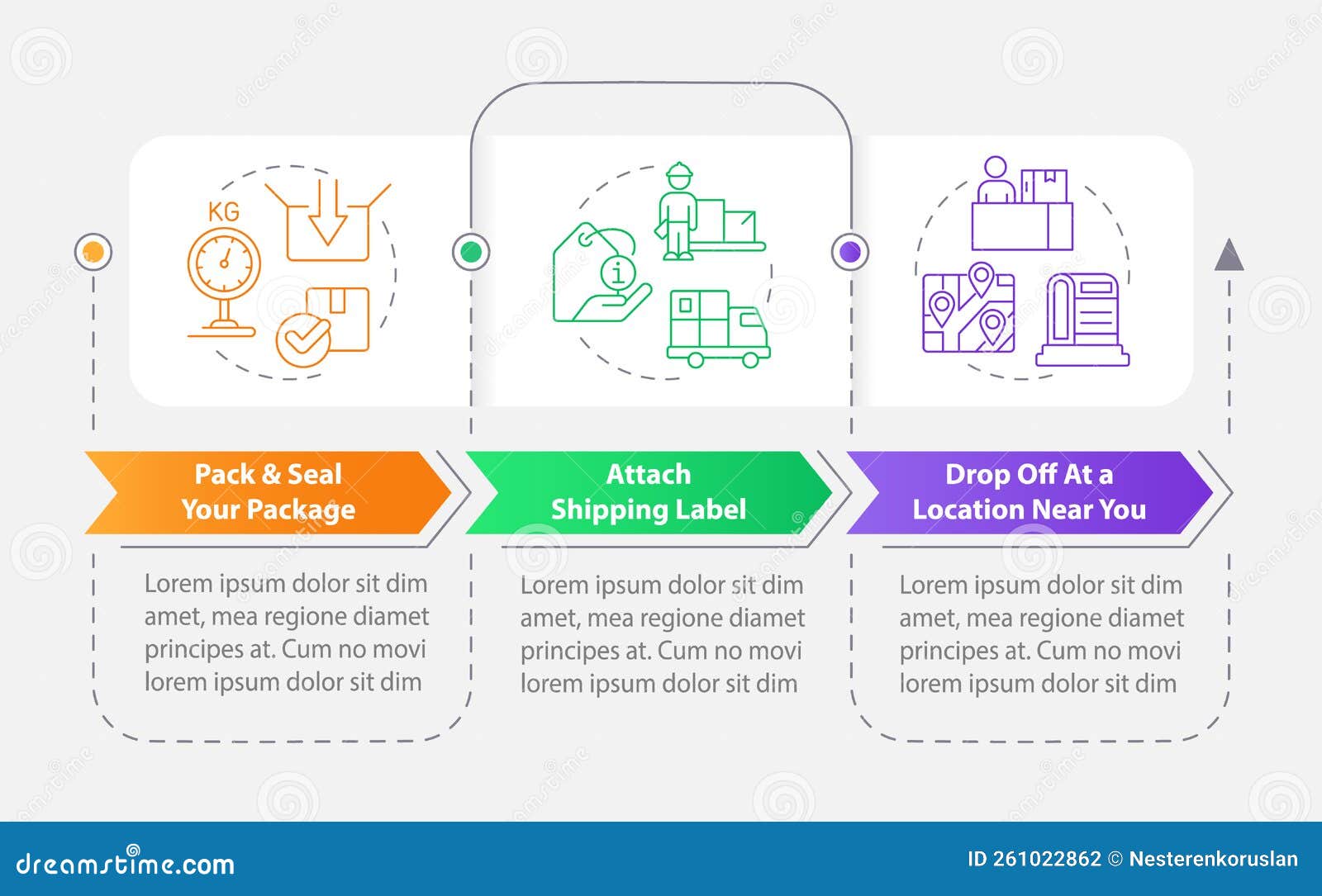 Send Parcel Guide Rectangle Infographic Template Stock Vector ...