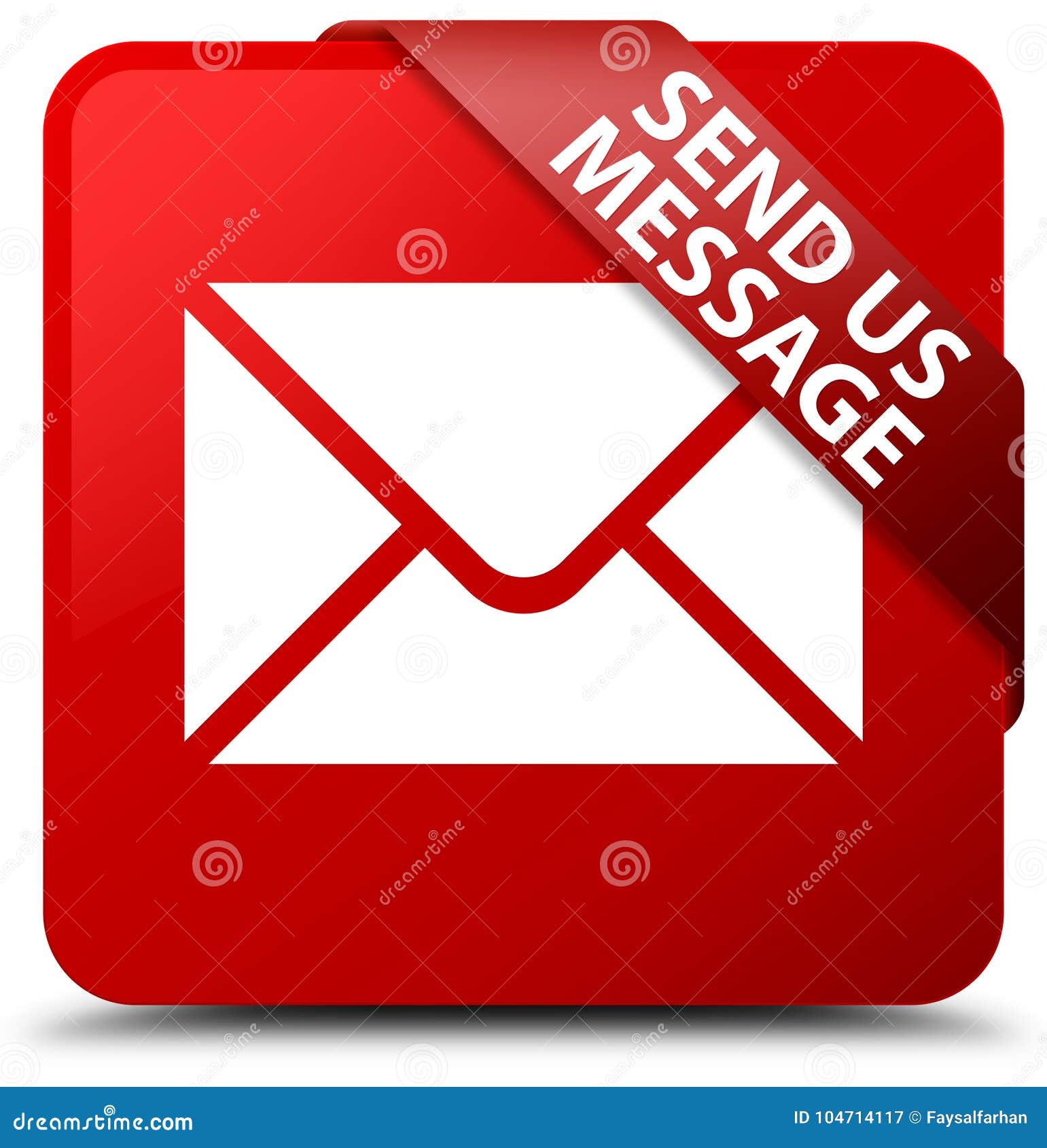 Send Us Message Red Square Button Red Ribbon in Corner Stock ...