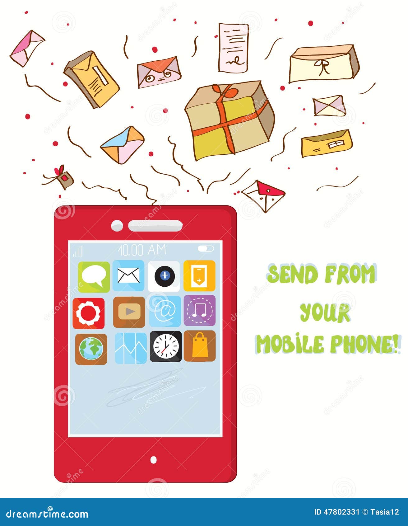 Send from Your Phone Illustration with Messages Stock Vector ...