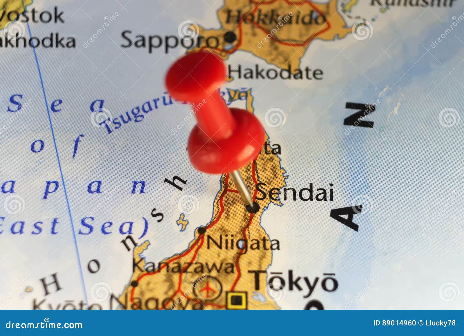 Sendai, Japan pinned map stock photo. Image of vocation - 89014960