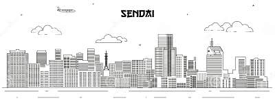 Sendai Cityscape Line Art Vector Illustration Stock Vector ...