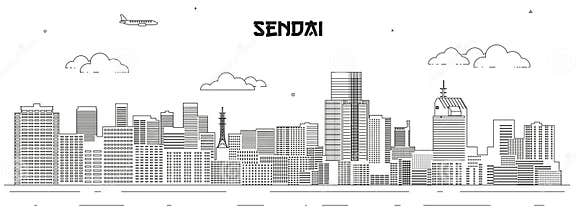 Sendai Cityscape Line Art Vector Illustration Stock Vector ...