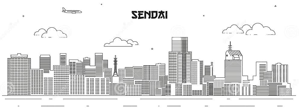 Sendai Cityscape Line Art Vector Illustration Stock Vector ...