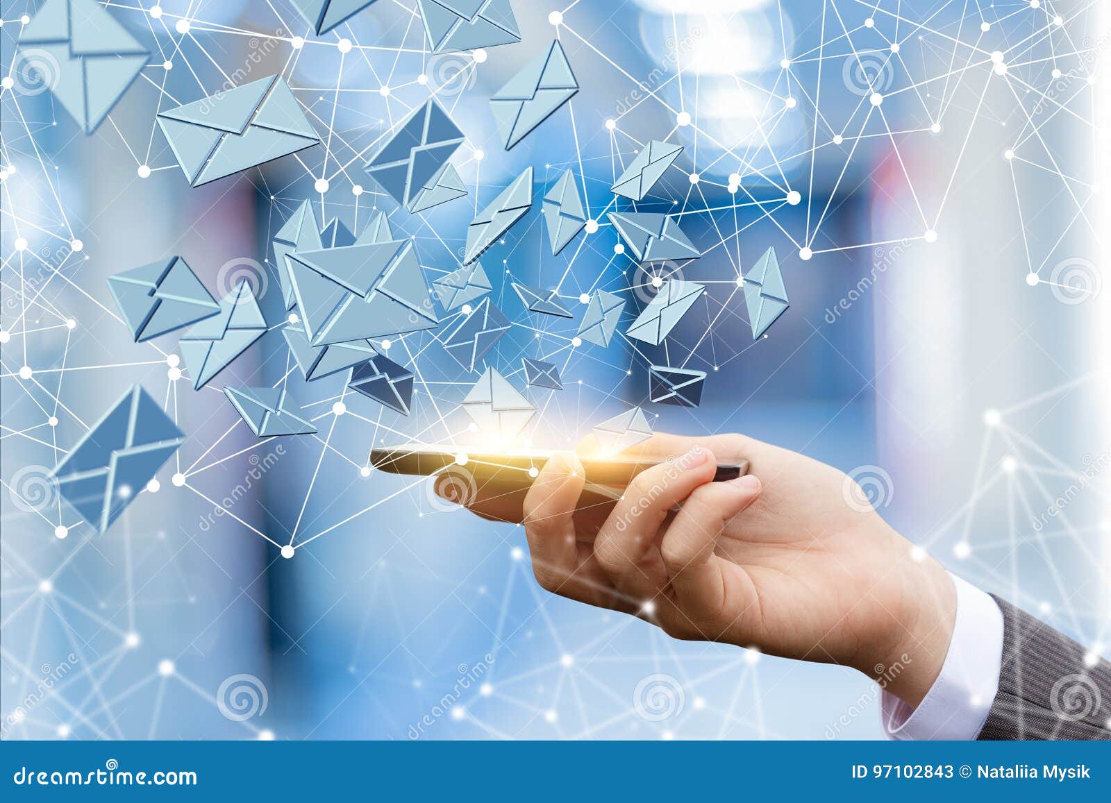 Sending Email from a Mobile . Stock Image - Image of letter, email ...