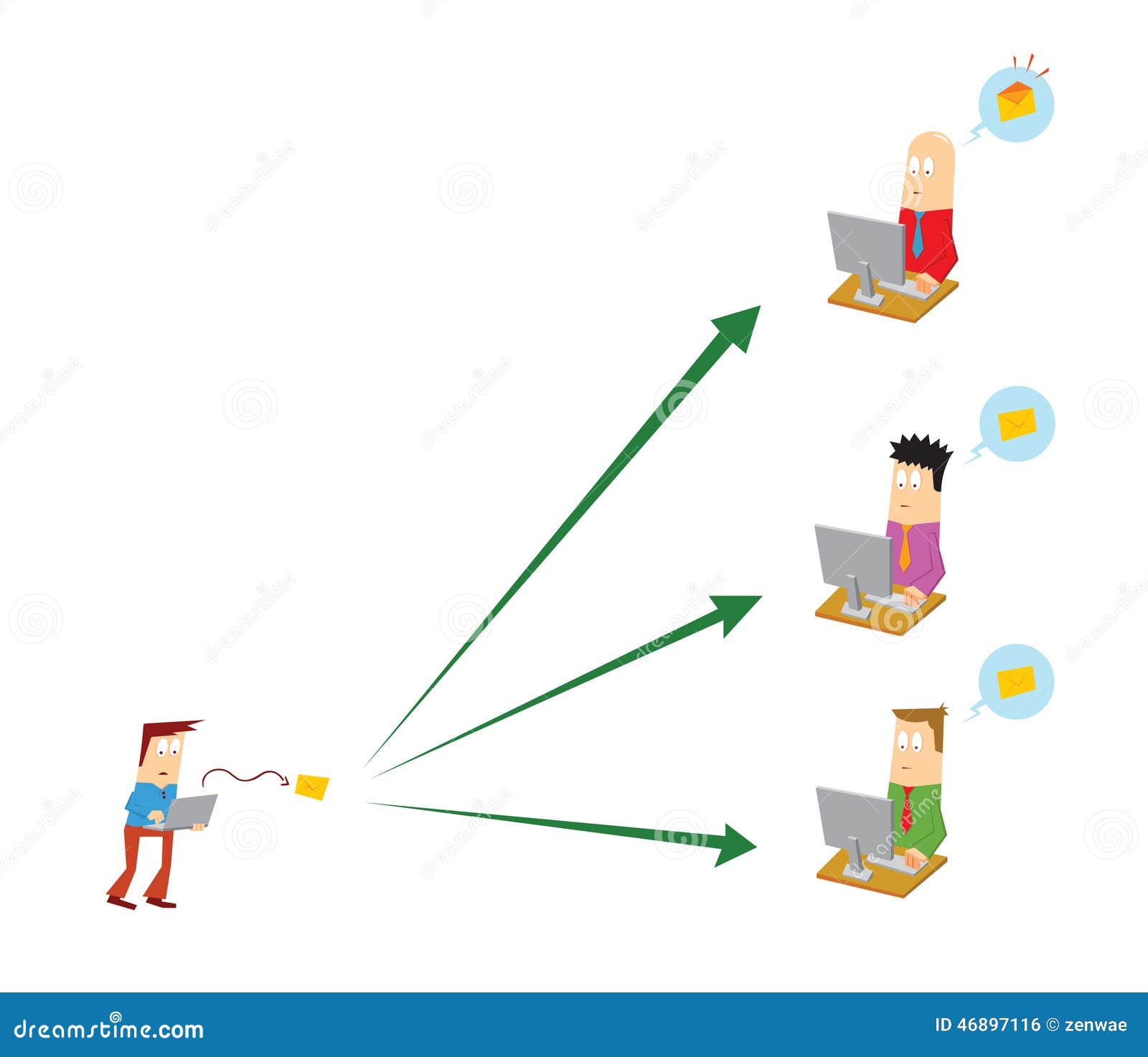 Sending email to people stock vector. Illustration of vector - 46897116