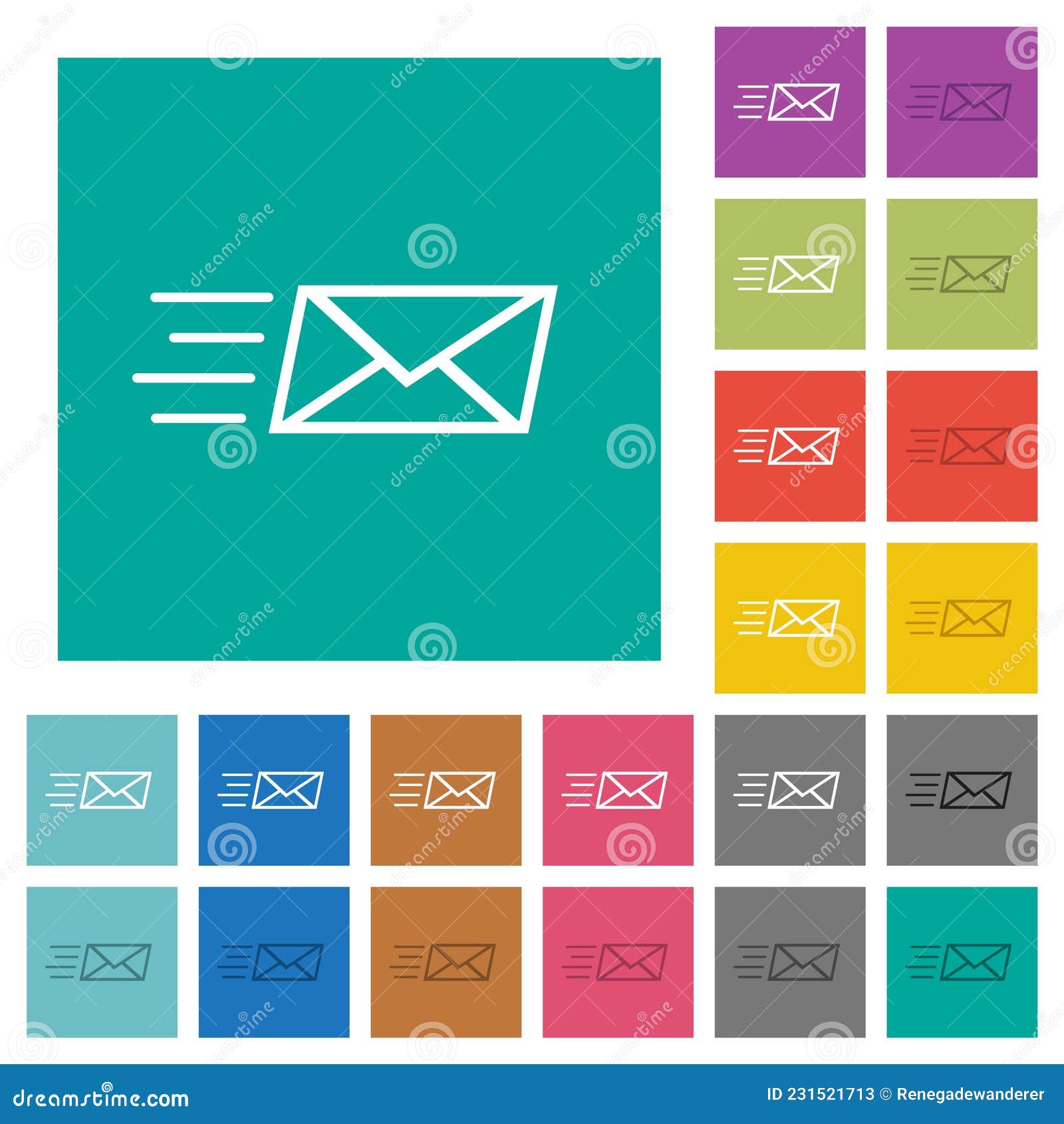 Sending Express Mail Outline Square Flat Multi Colored Icons Stock ...
