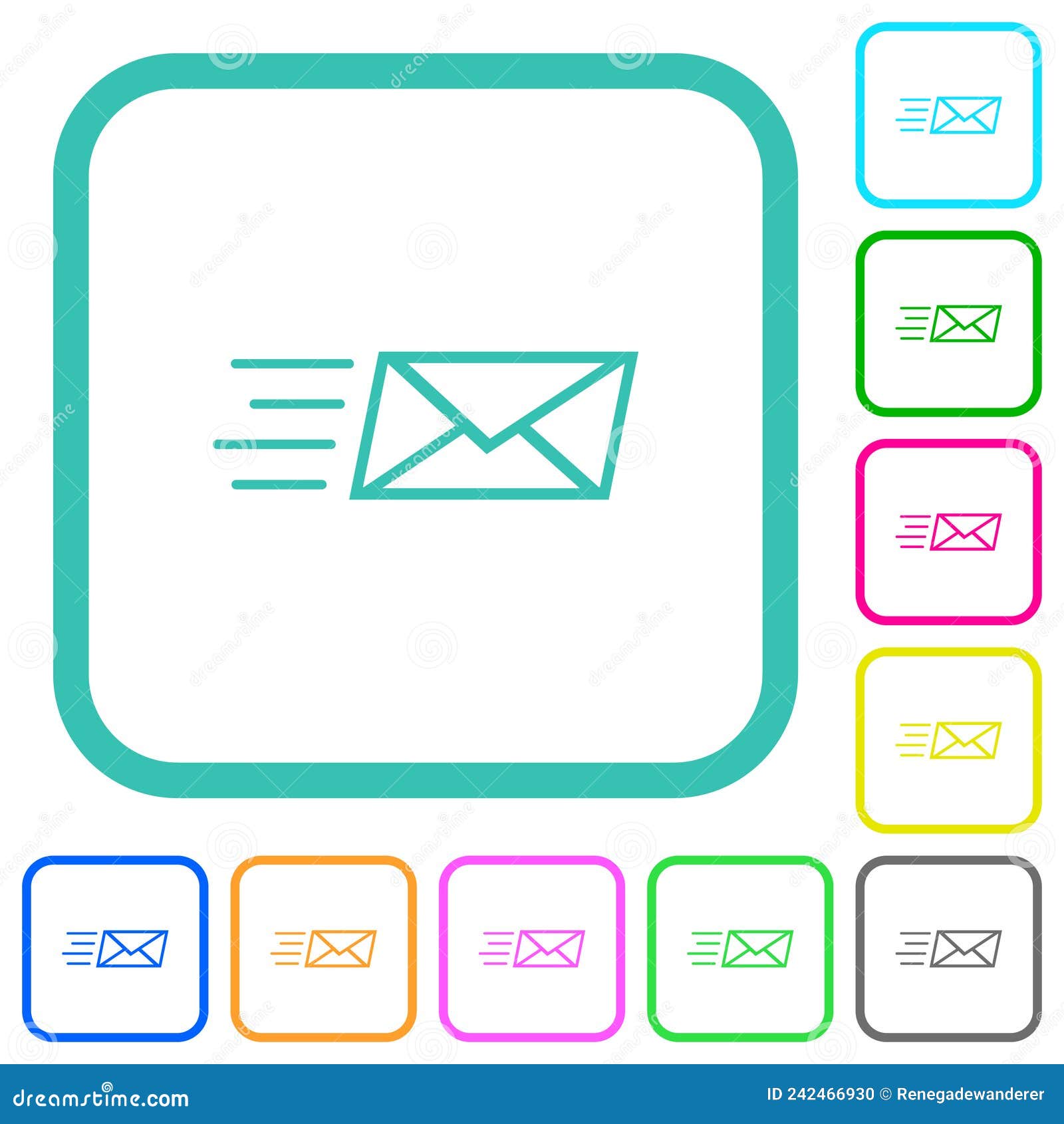 Sending Express Mail Outline Vivid Colored Flat Icons Stock Vector ...