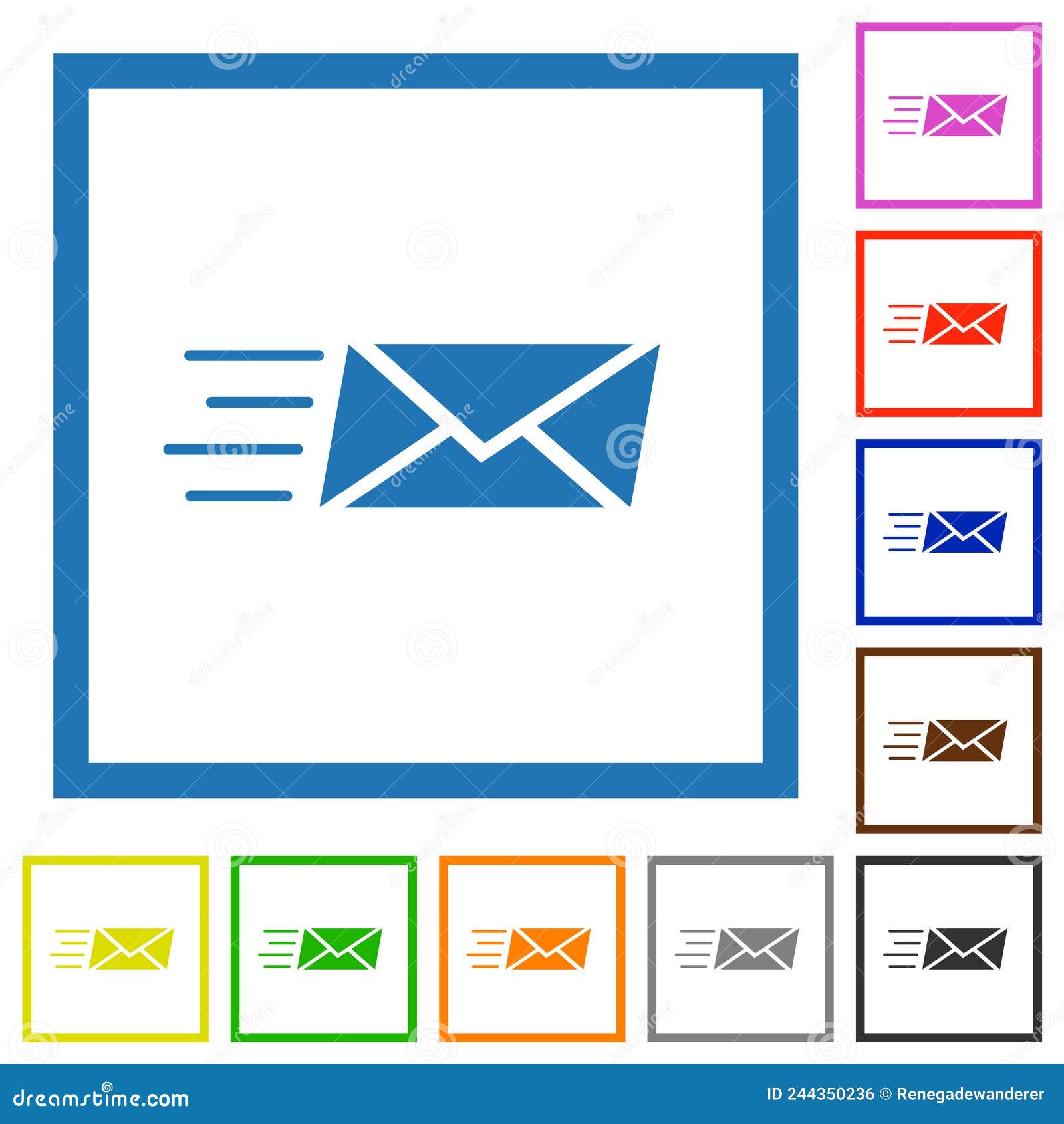Sending Express Mail Solid Flat Framed Icons Stock Vector ...