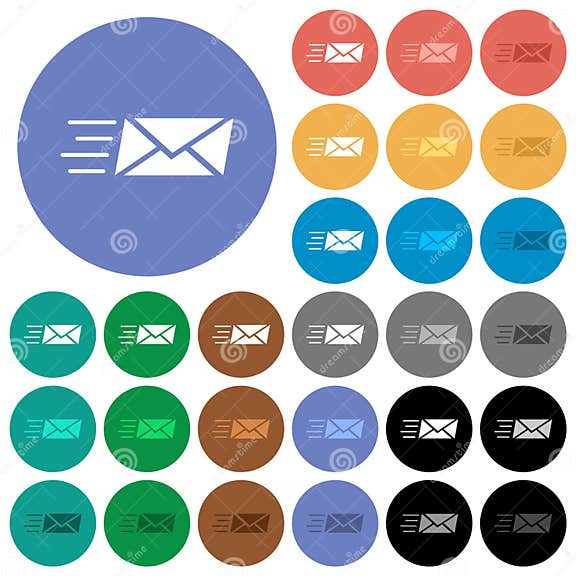 Sending Express Mail Solid Round Flat Multi Colored Icons Stock Vector ...
