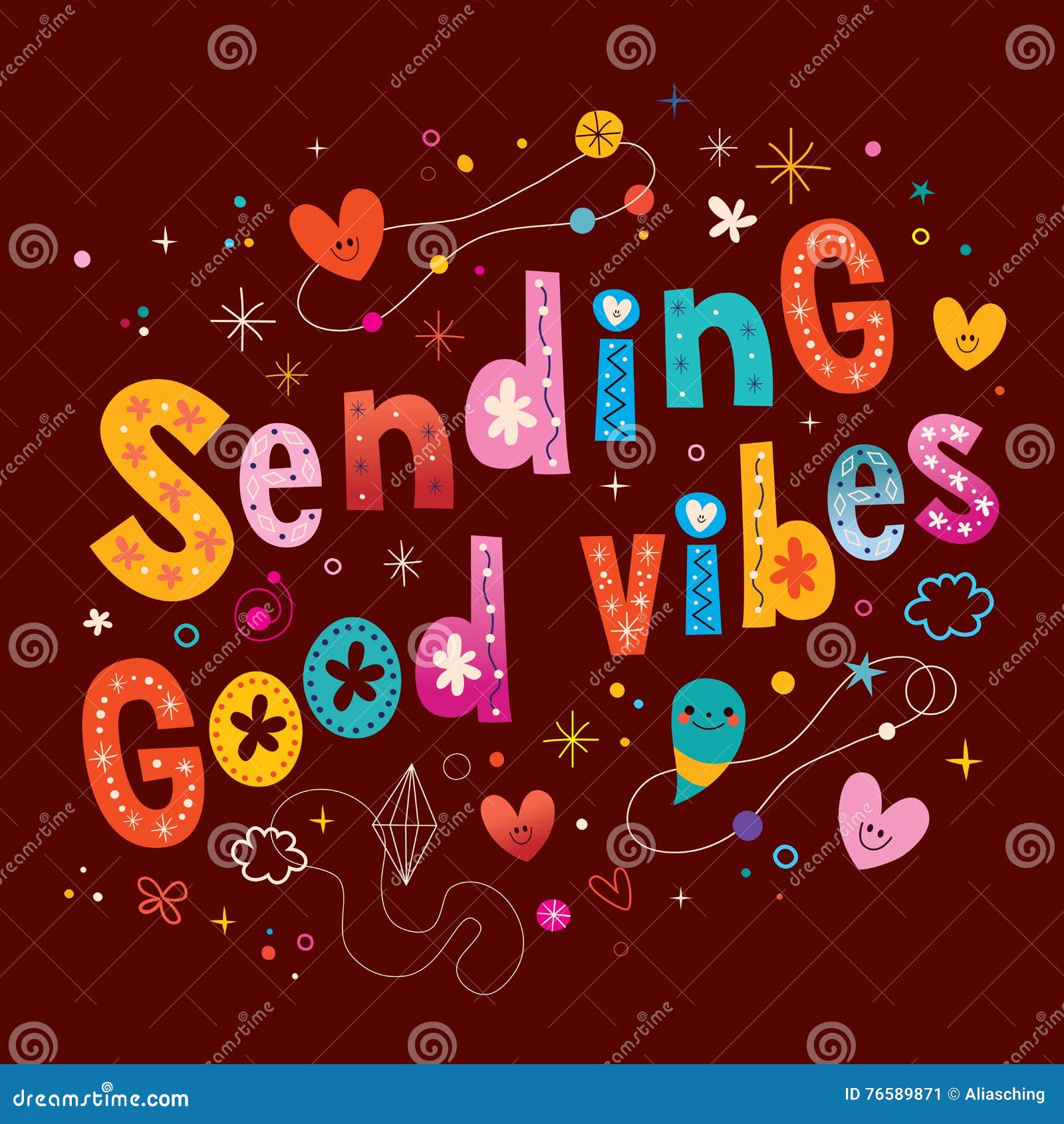 Sending good vibes stock vector. Illustration of optimism - 76589871 Sending good vibes stock vector. Illustration of optimism - 76589871