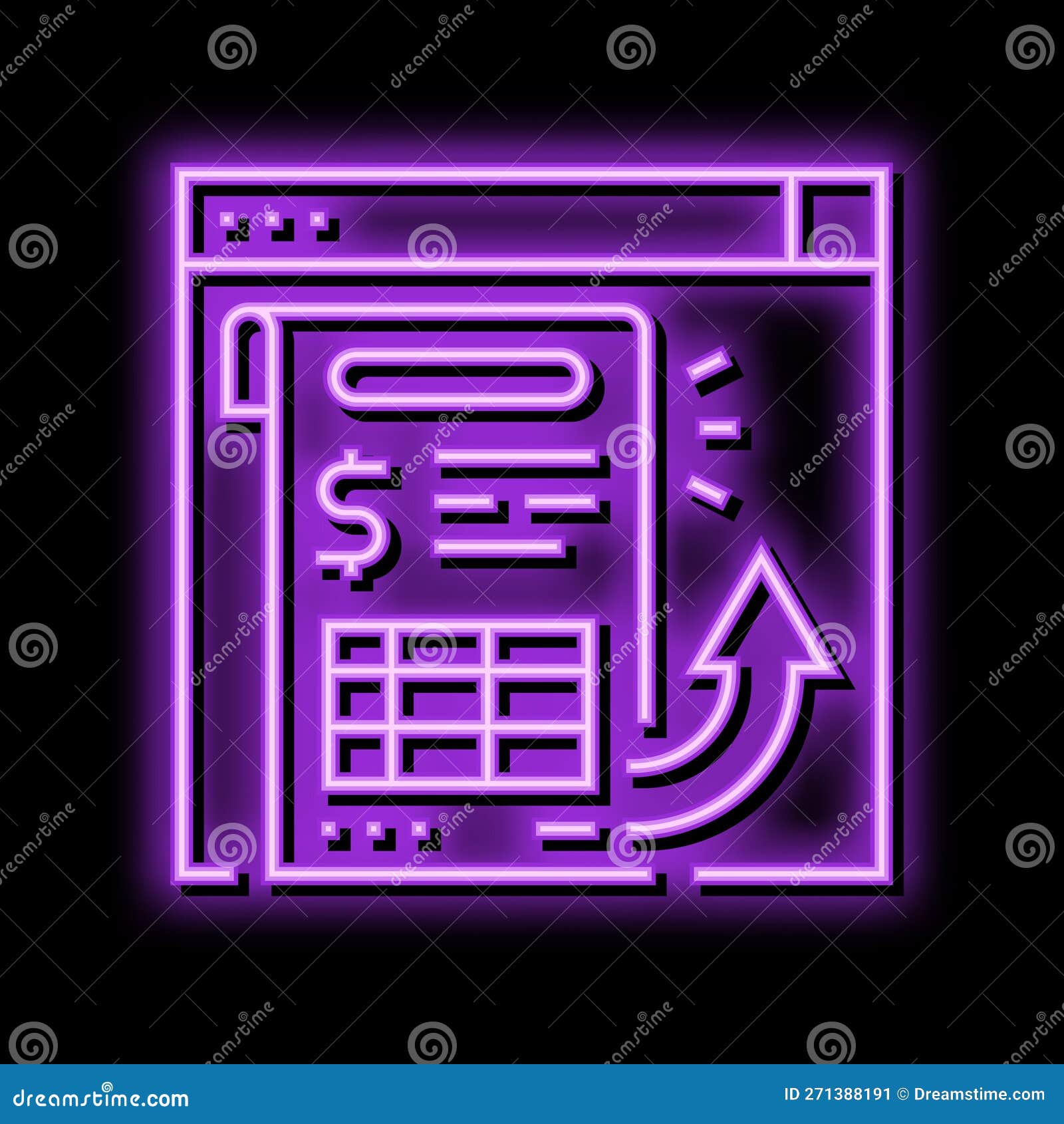 Sending Invoice Neon Glow Icon Illustration Stock Vector - Illustration ...