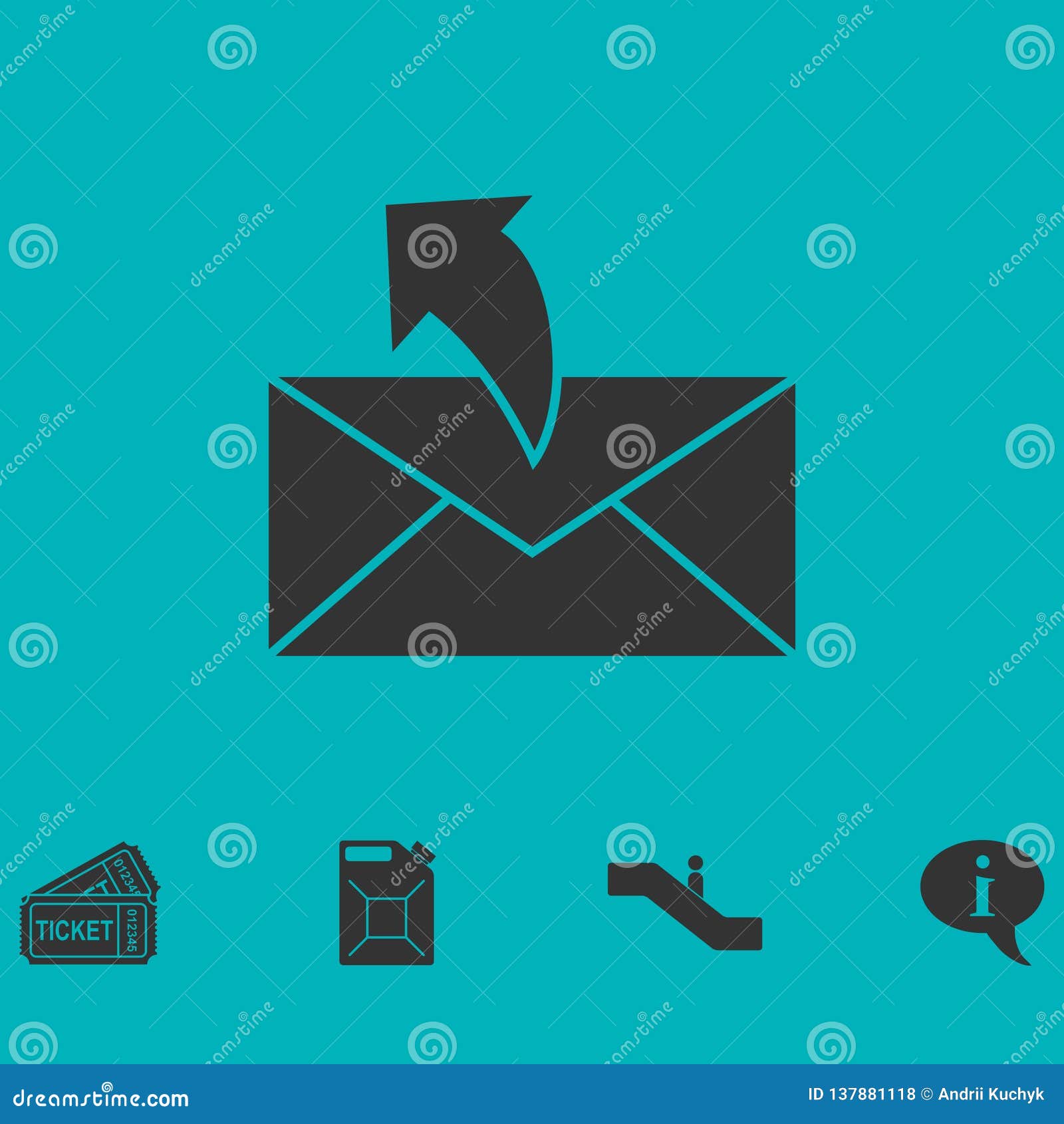 Sending mail icon flat stock vector. Illustration of line - 137881118