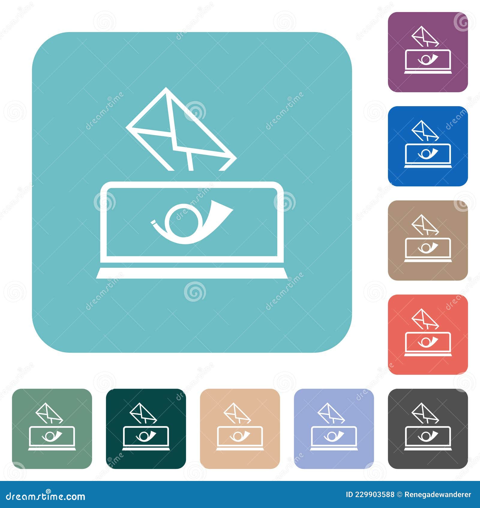 Sending Mail Outline Rounded Square Flat Icons Stock Vector ...