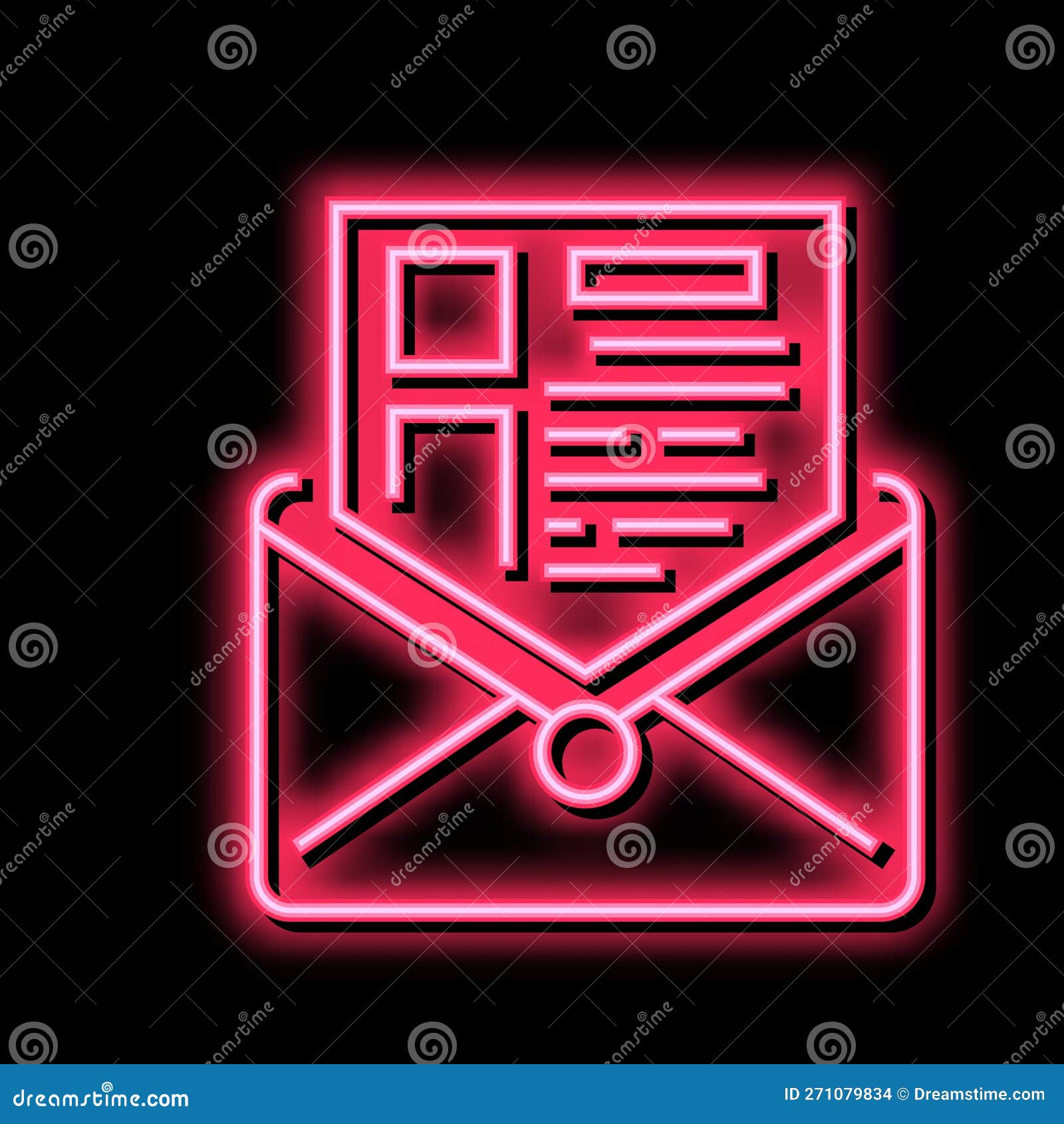 Sending Mail Report Neon Glow Icon Illustration Stock Vector ...