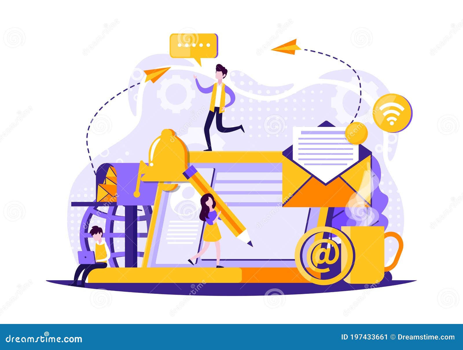 Sending Message Technology Flat Illustration of Messaging Stock Vector ...