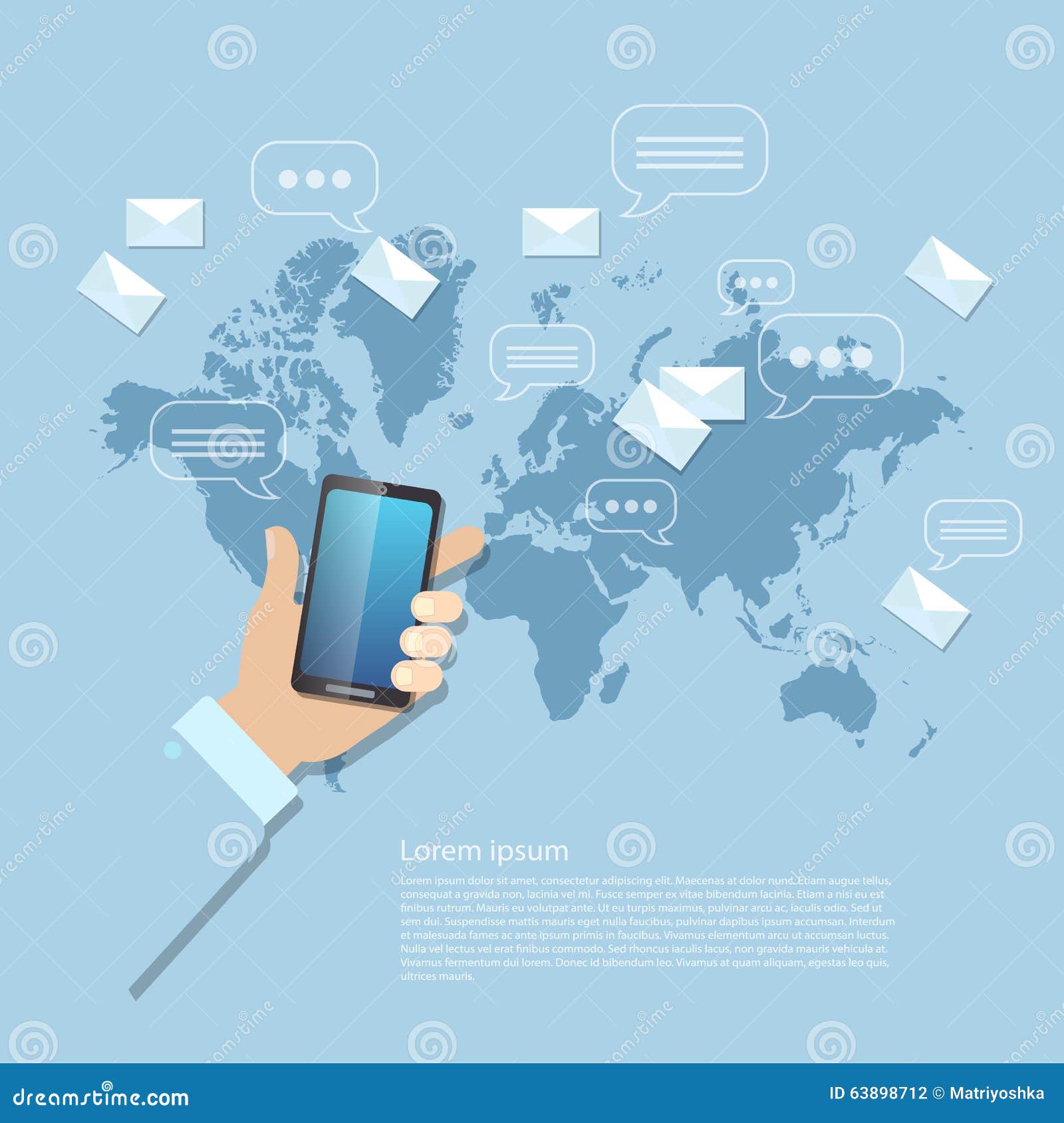 Sending Messages Mms Sms Touch Screen Mobile Phone Stock Vector ...