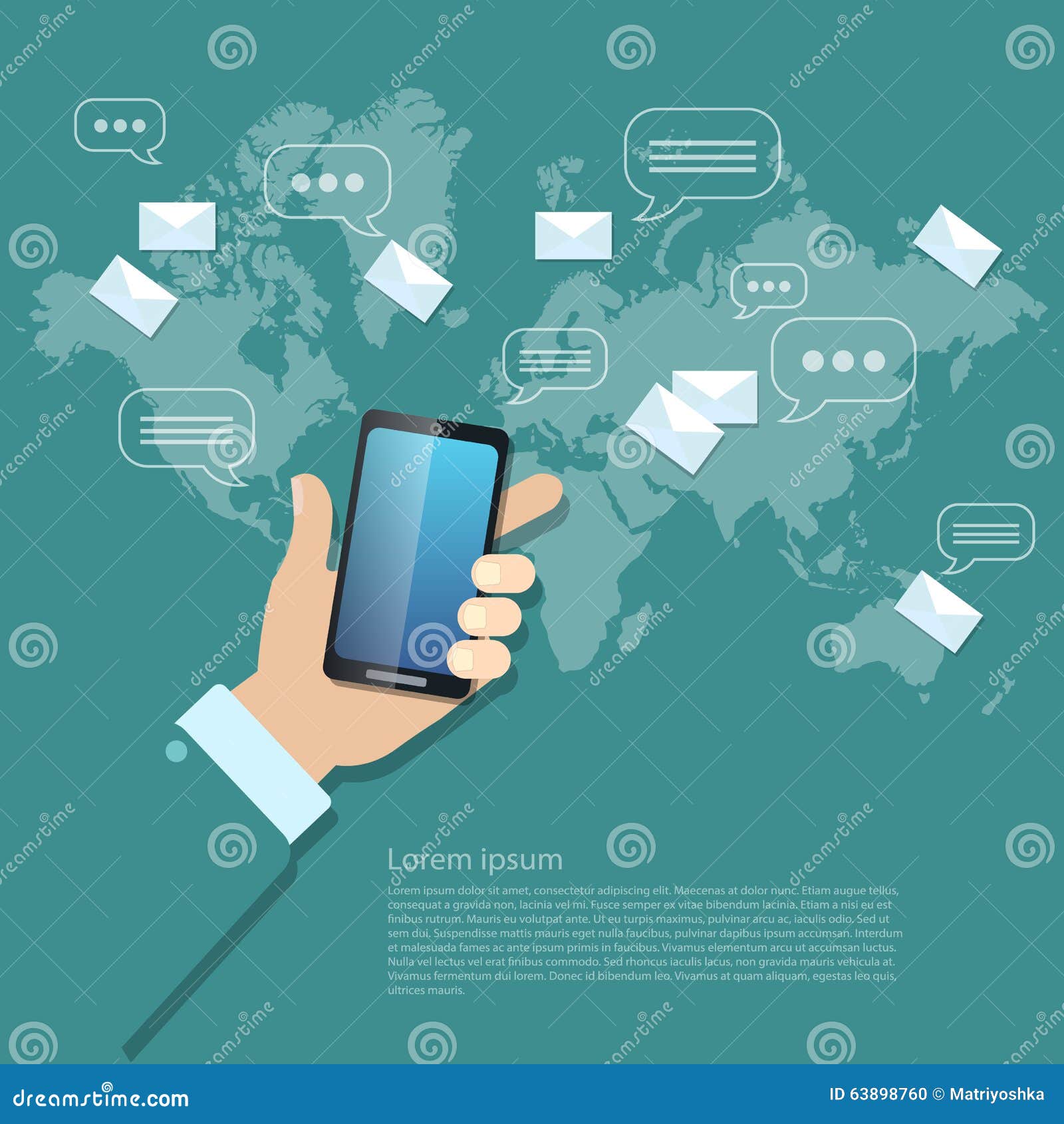 Sending Messages Mms Sms Touch Screen Mobile Phone Stock Vector ...