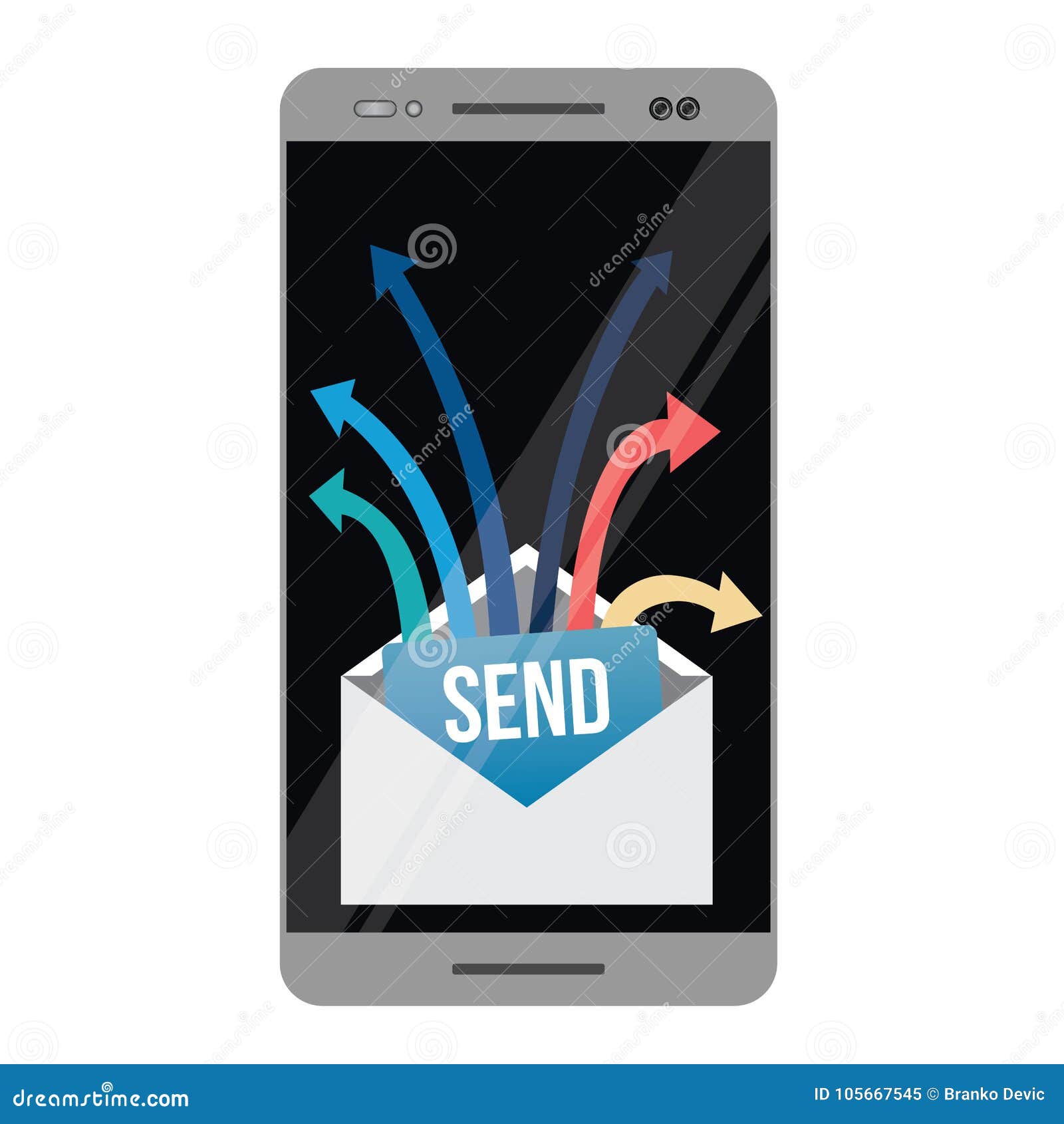 Sending Messages on Smart Phone Vector Stock Vector - Illustration of ...