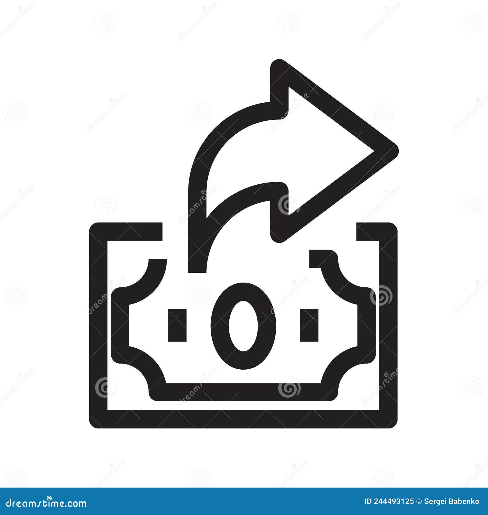 Sending Money Icon in Outline Style on White Background. Stock Vector ...