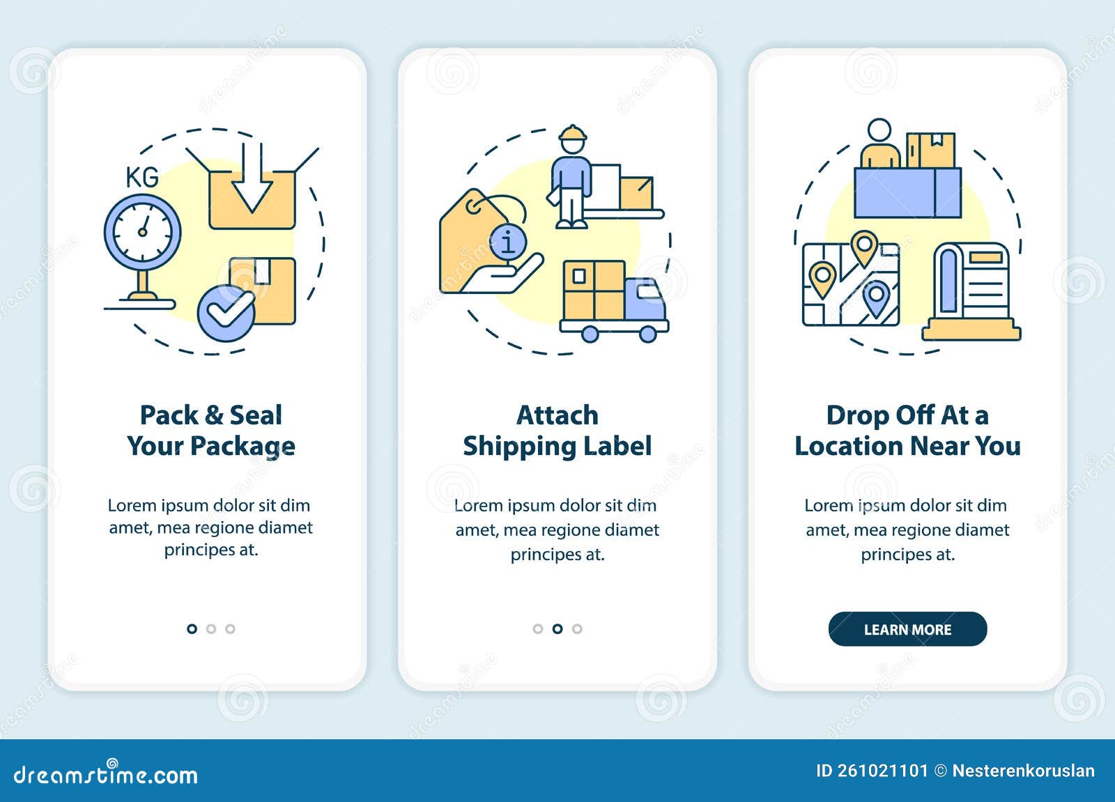 Sending Parcel Guide for Clients Onboarding Mobile App Screen Stock ...