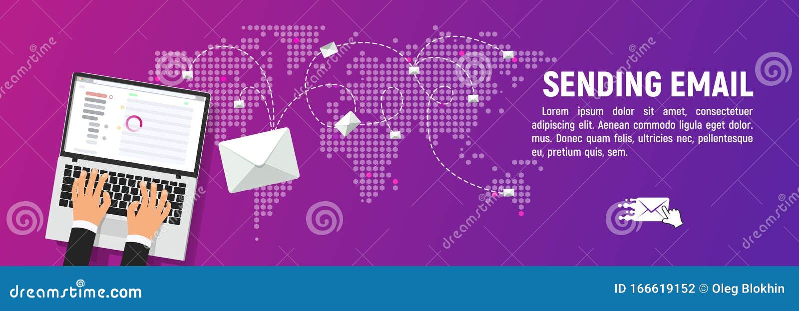 Sending and Receiving Email Web Banner Rectangle Template Vector ...