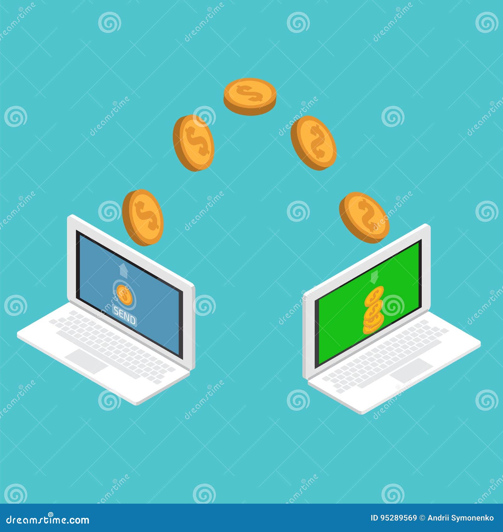 Sending and Receiving Money. Send Money Wireless . Stock Vector ...