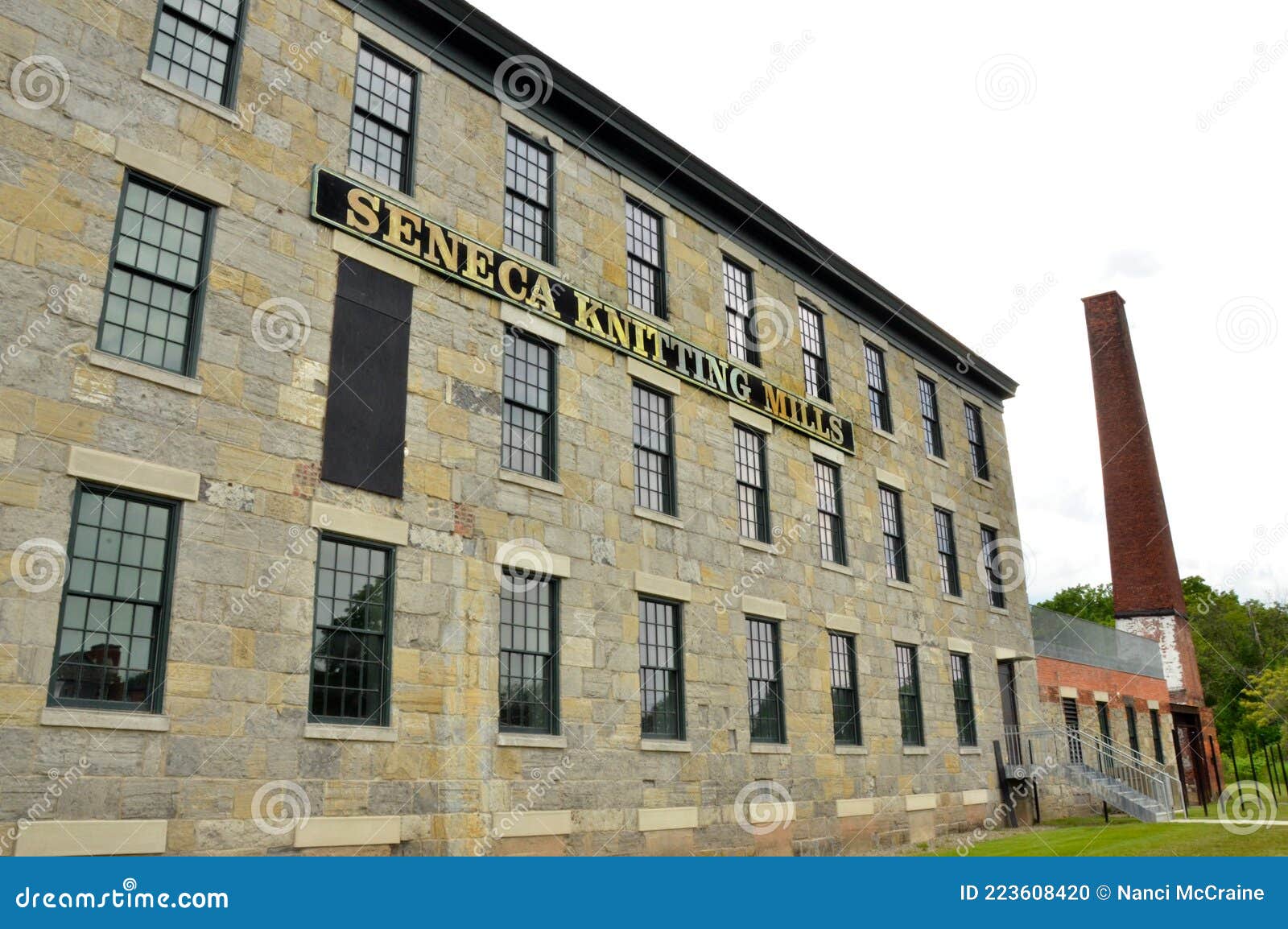 Seneca Knitting Mills Historic Limestone Building and Chimney Editorial ...