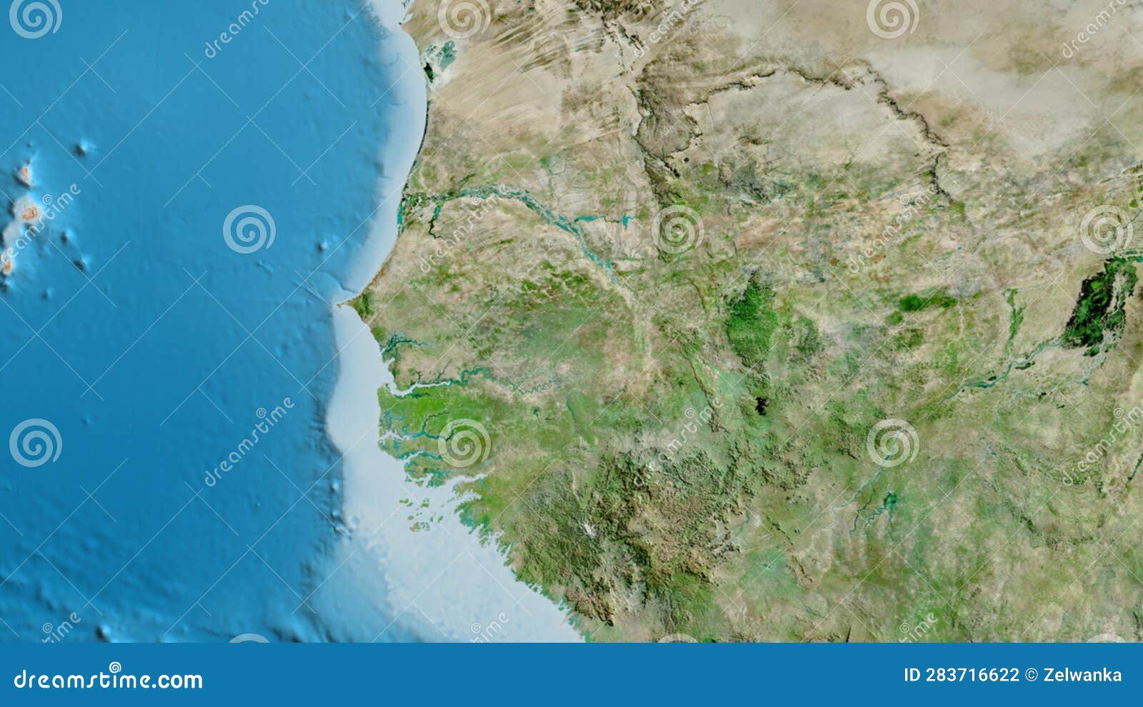 Senegal Area. Satellite Map Stock Illustration - Illustration of ...
