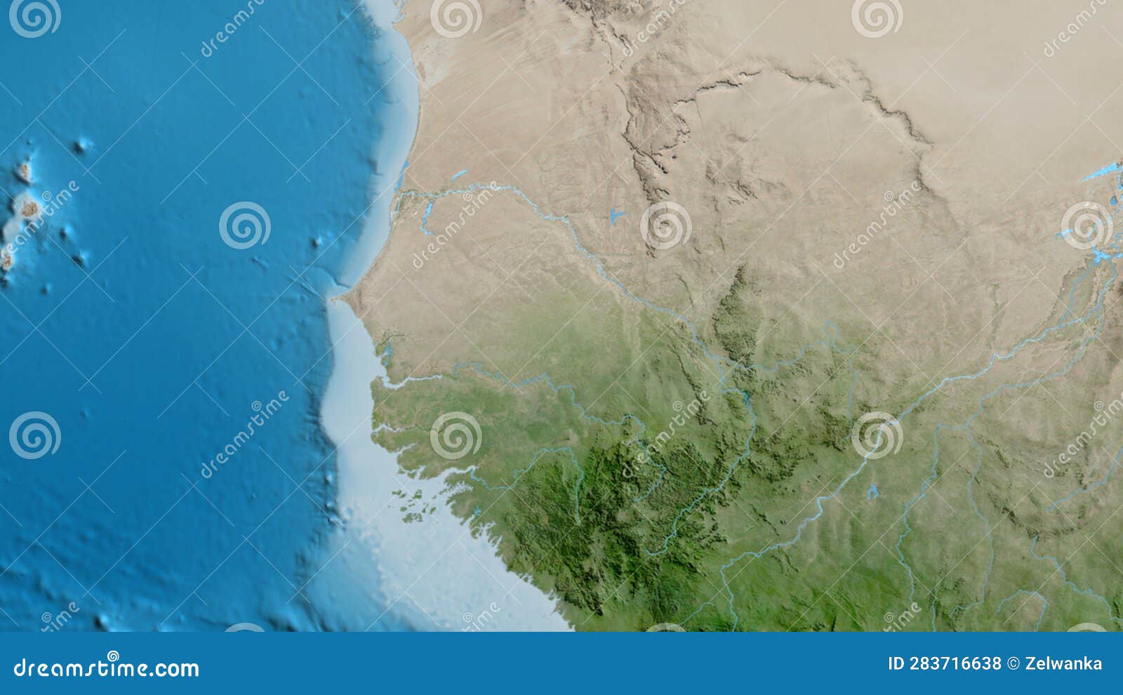 Senegal Area. Satellite Map Stock Illustration - Illustration of nature ...