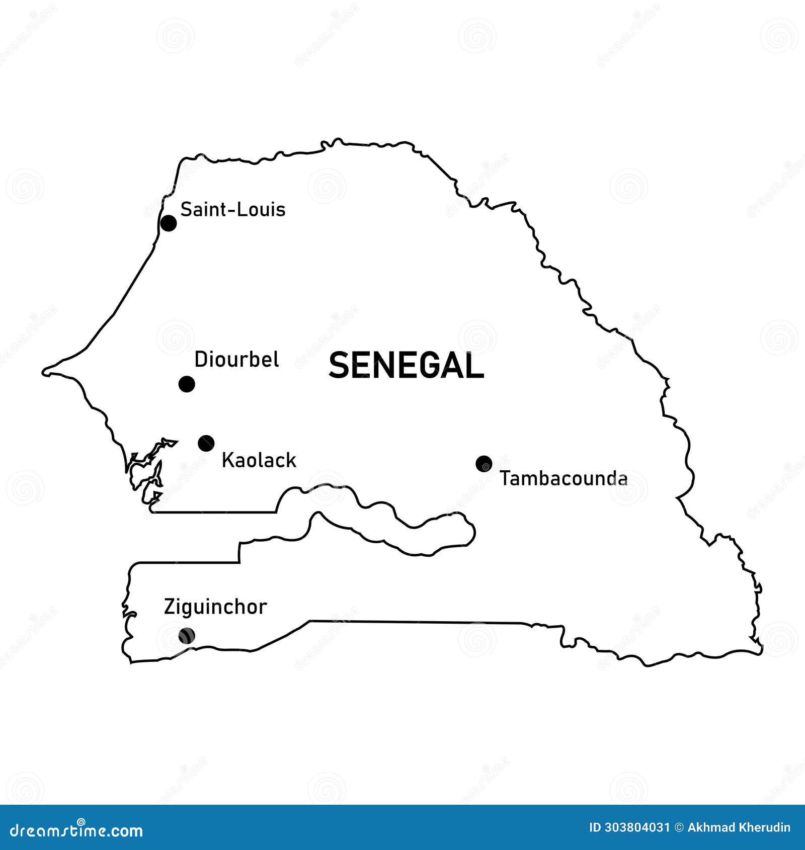 Senegal country map stock illustration. Illustration of area - 303804031