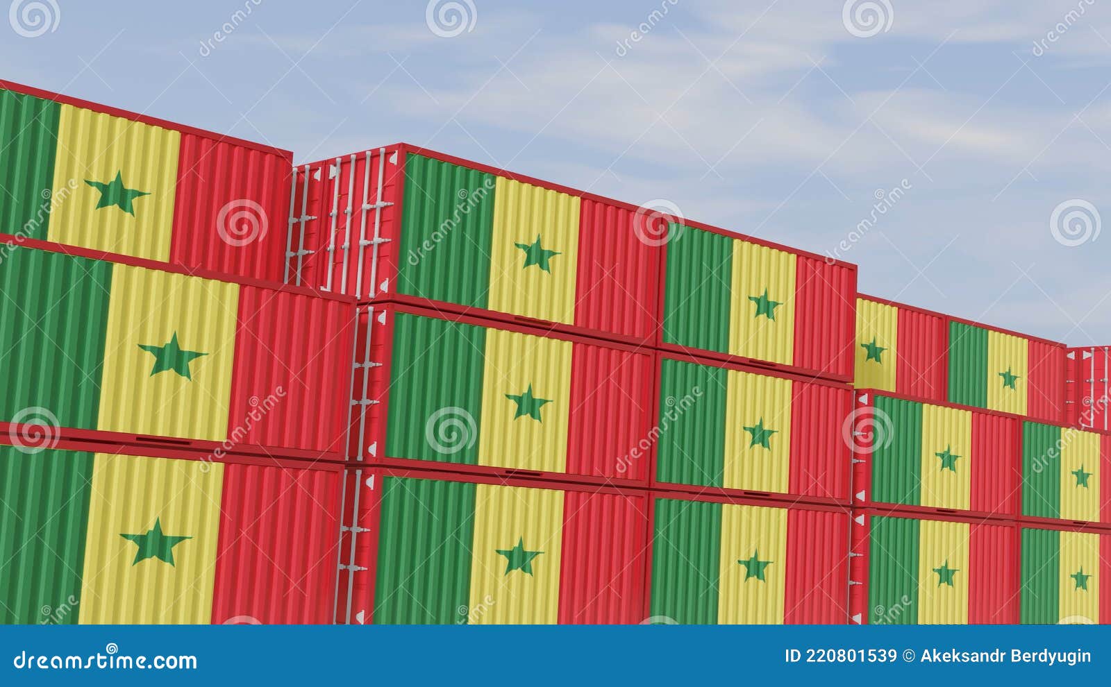 Senegal Flag Containers are Located at the Container Terminal. Concept ...