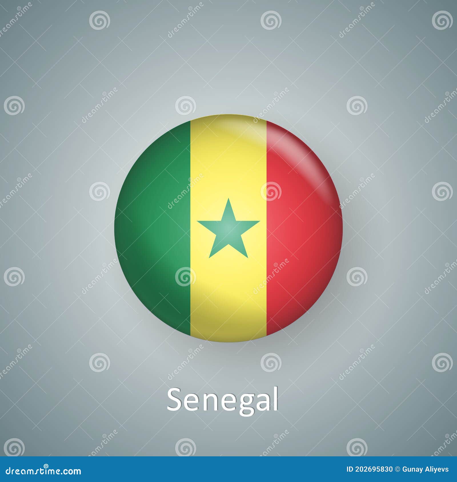 Senegal Flag Icon Circle 3d Gradient Isolated Stock Illustration ...