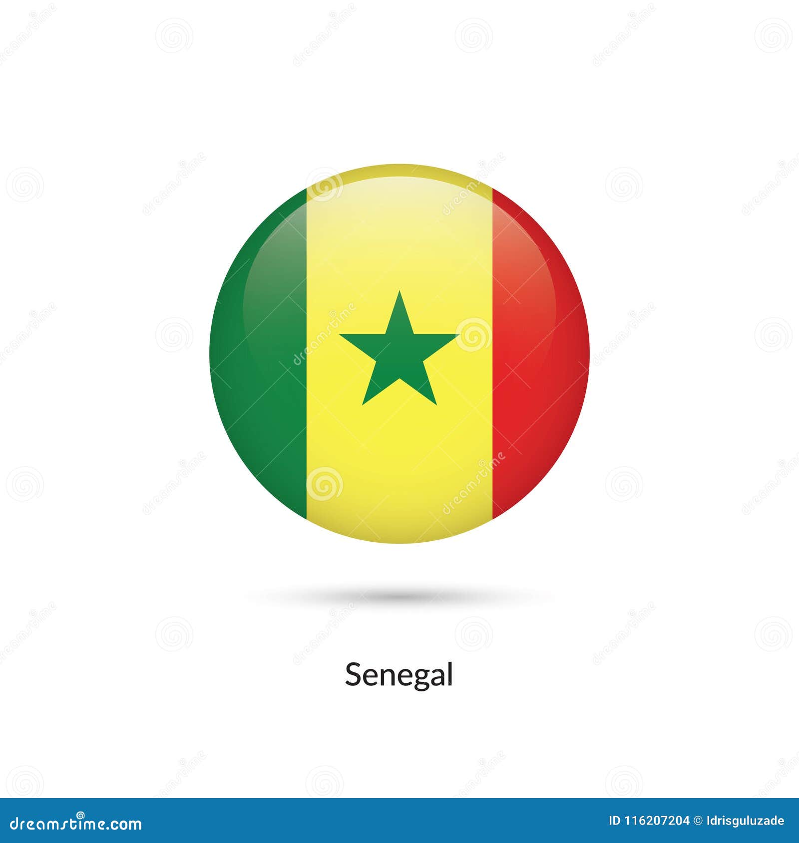 Senegal Flag - Round Glossy Button Stock Vector - Illustration of ...