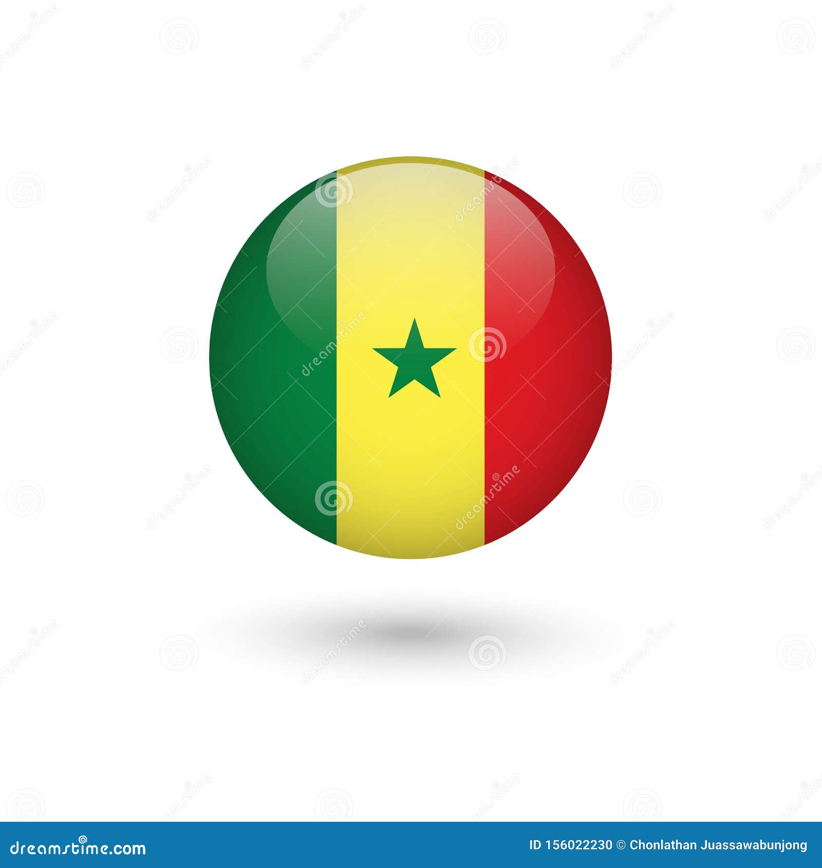 Senegal flag round glossy stock vector. Illustration of country - 156022230