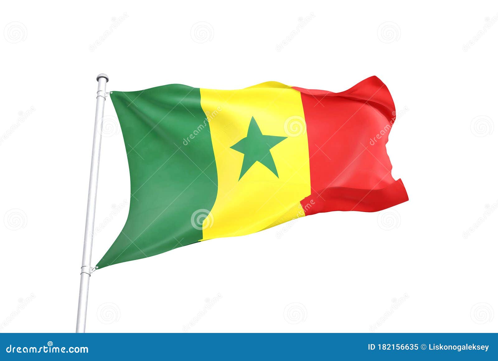 Senegal Flag Waving White Background 3D Illustration Stock Illustration ...