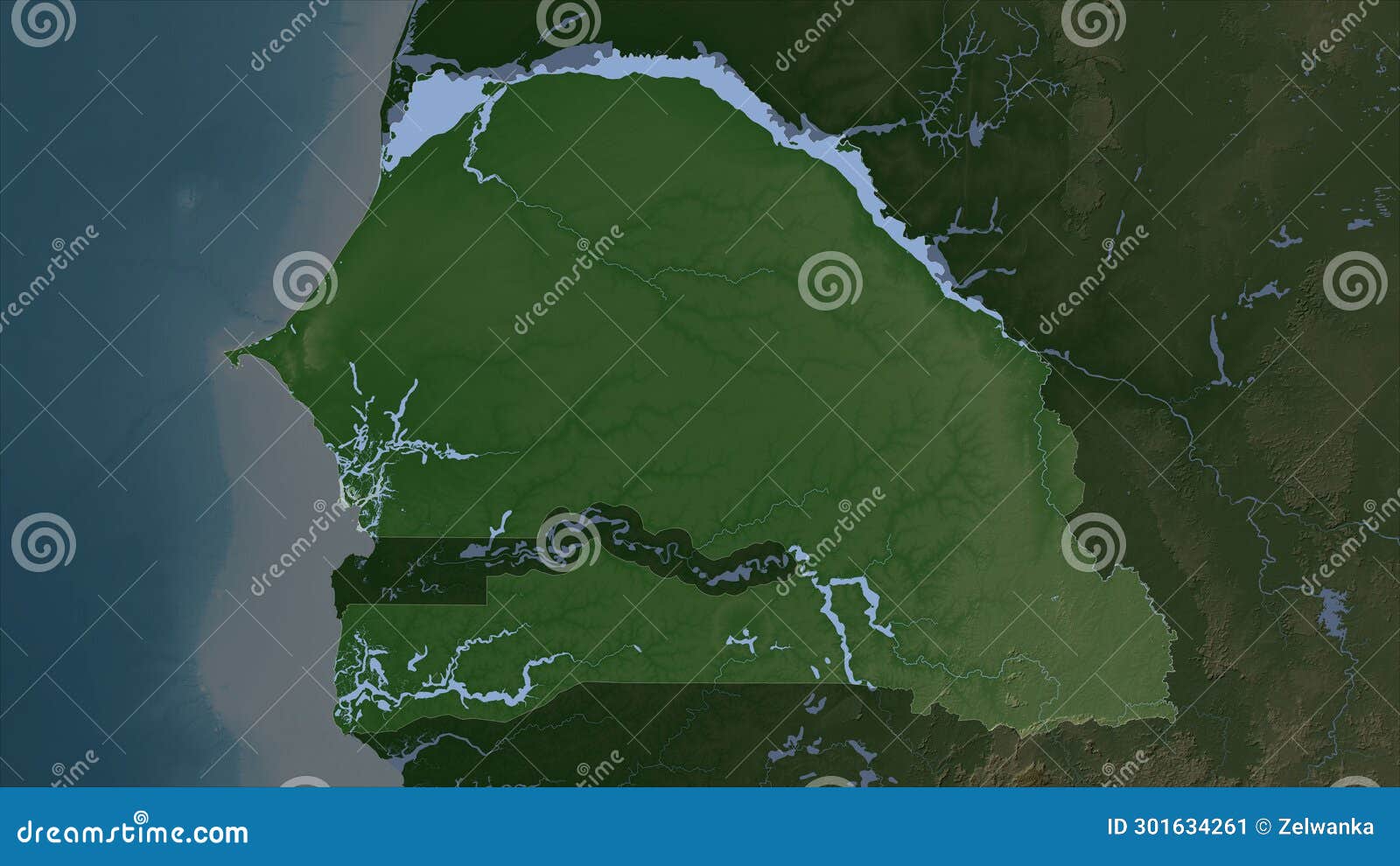 Senegal highlighted. Pale stock illustration. Illustration of earth ...