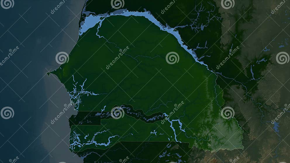 Senegal Highlighted. Physical Stock Illustration - Illustration of ...