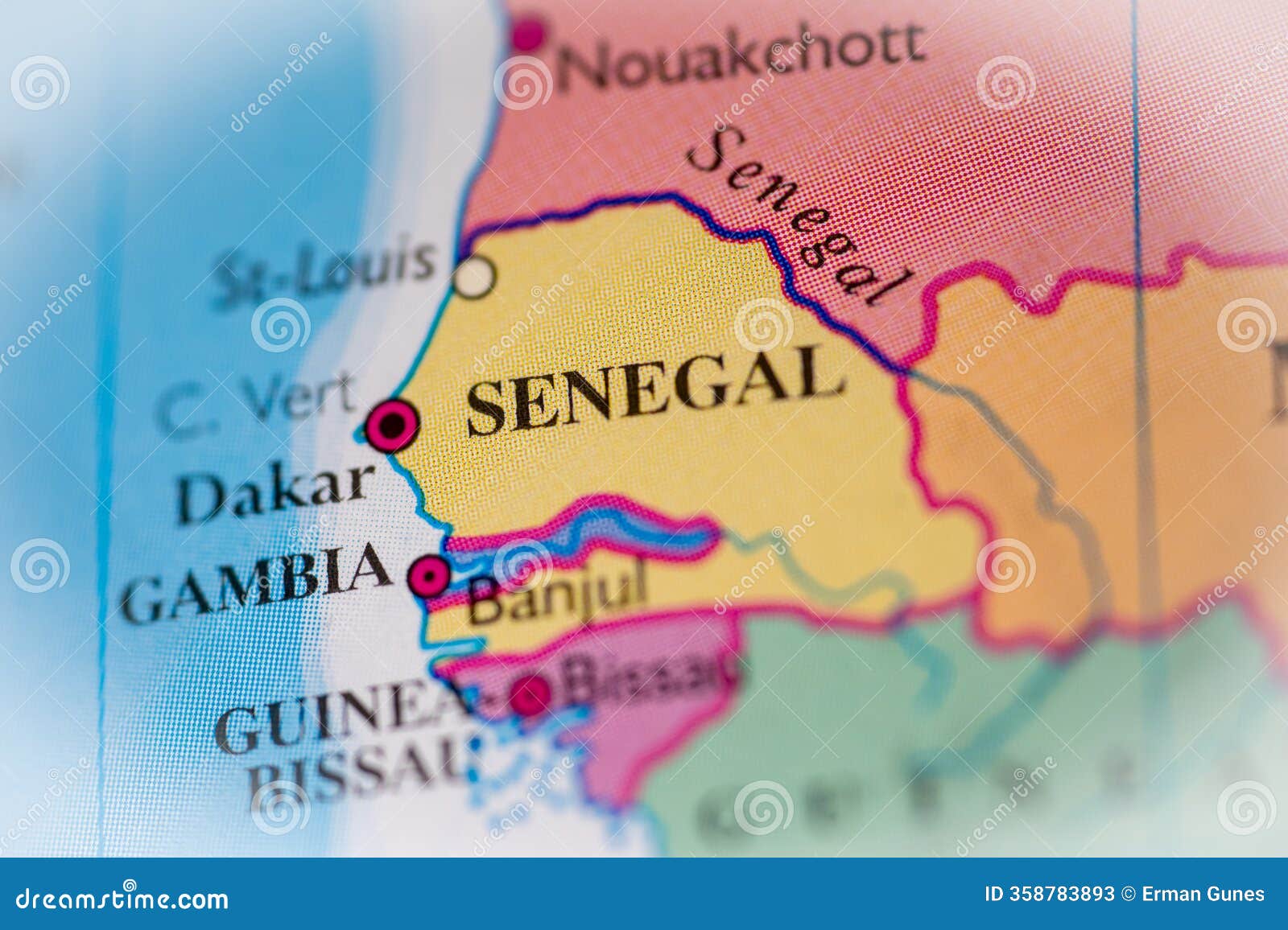 Senegal Highlighted on a World Map Stock Image - Image of view, travel ...