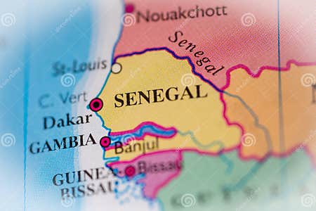 Senegal Highlighted on a World Map Stock Image - Image of view, travel ...