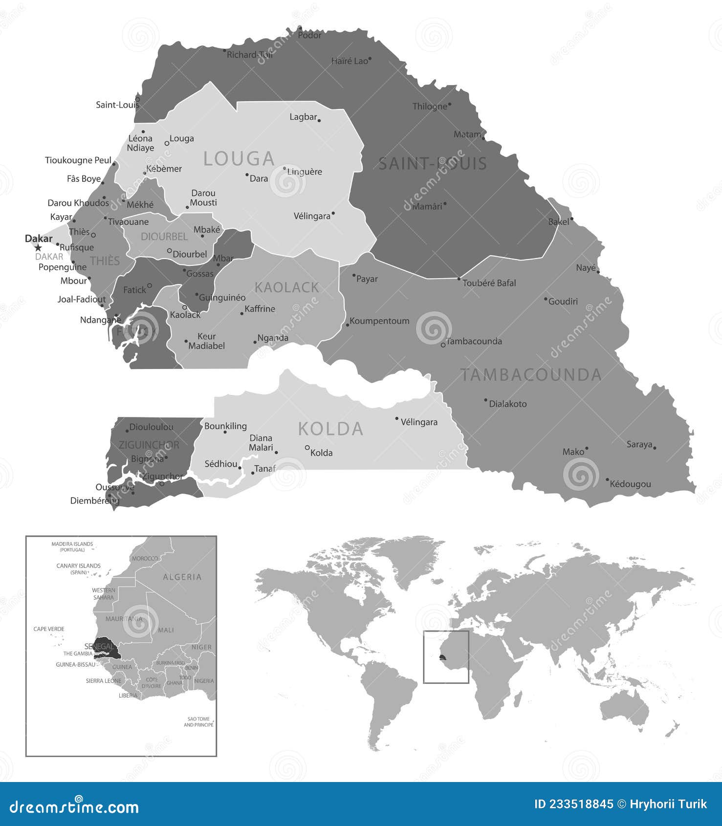 Dakar Map. Detailed Map Of Dakar City Administrative Area. Cityscape ...