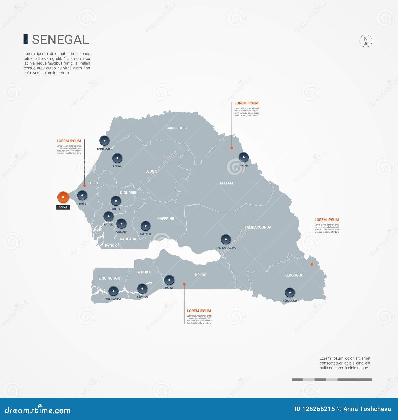 Infographic For Senegal, Detailed Map Of Senegal With Flag Vector ...
