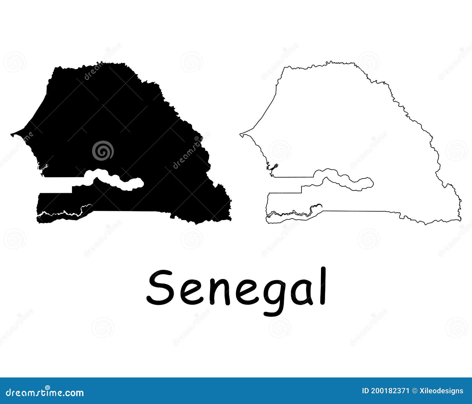 Senegal Map. Black Silhouette Country Map Isolated On White Background ...