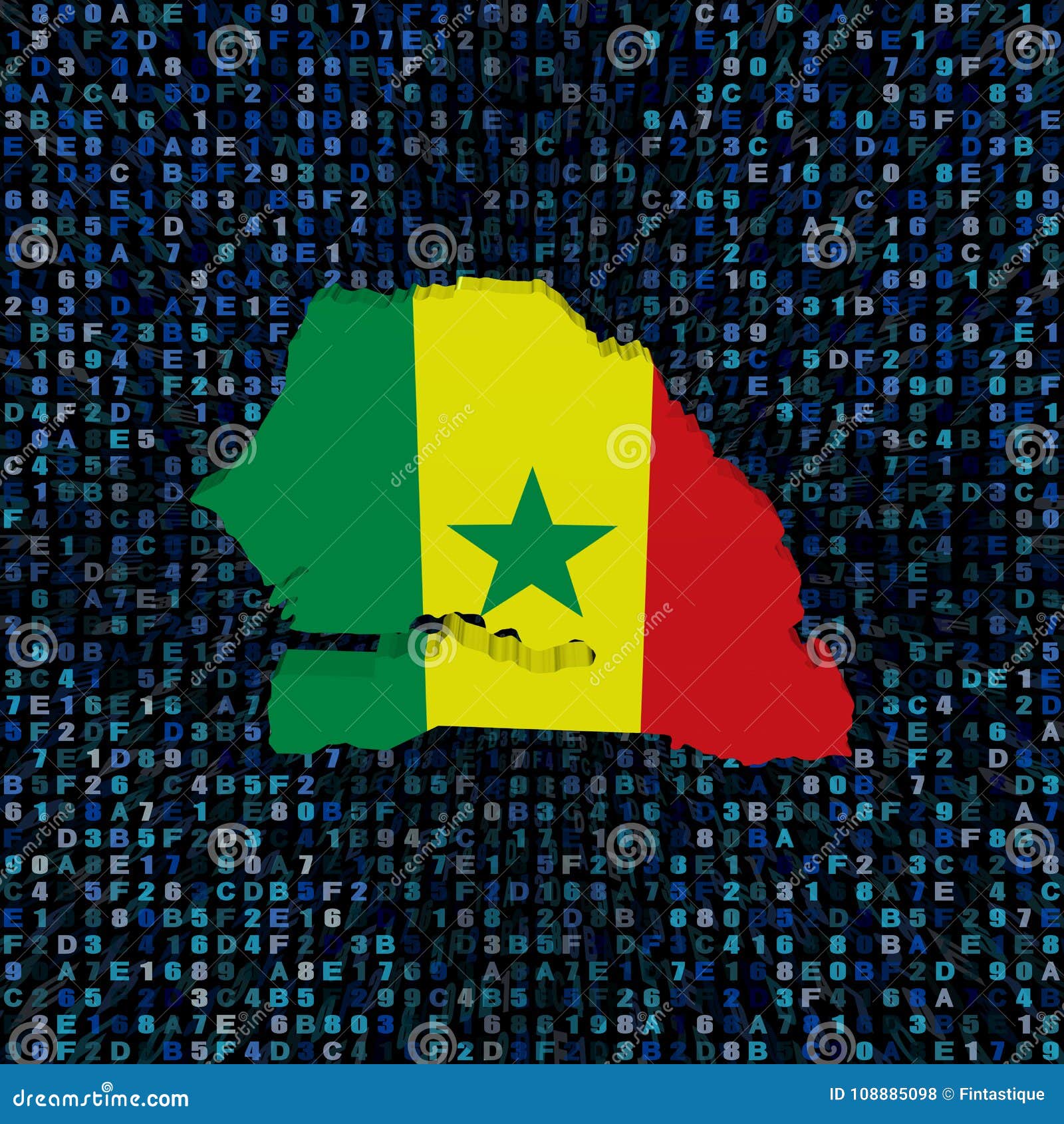 Senegal Map Flag on Hex Code Illustration Stock Illustration ...